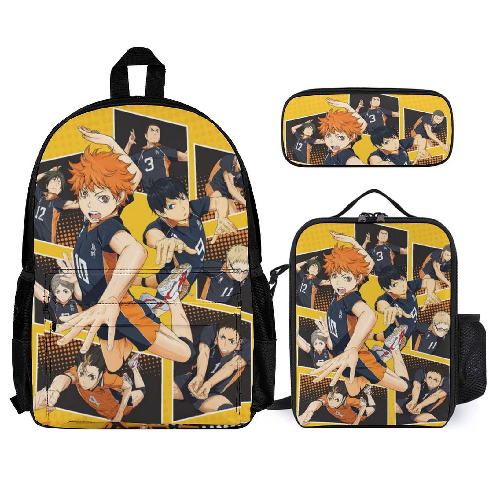 Haikyuu Team Schoolbag 3-Pieces Set With Pencil Case Lunch Bag Backpack ...