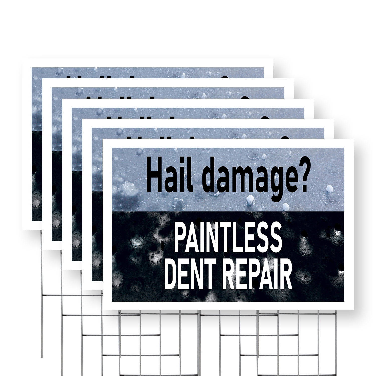 Hail Damage Paintless Dent Repair Yard Sign 5 Pack of 24 Inch x 36 Inch ...