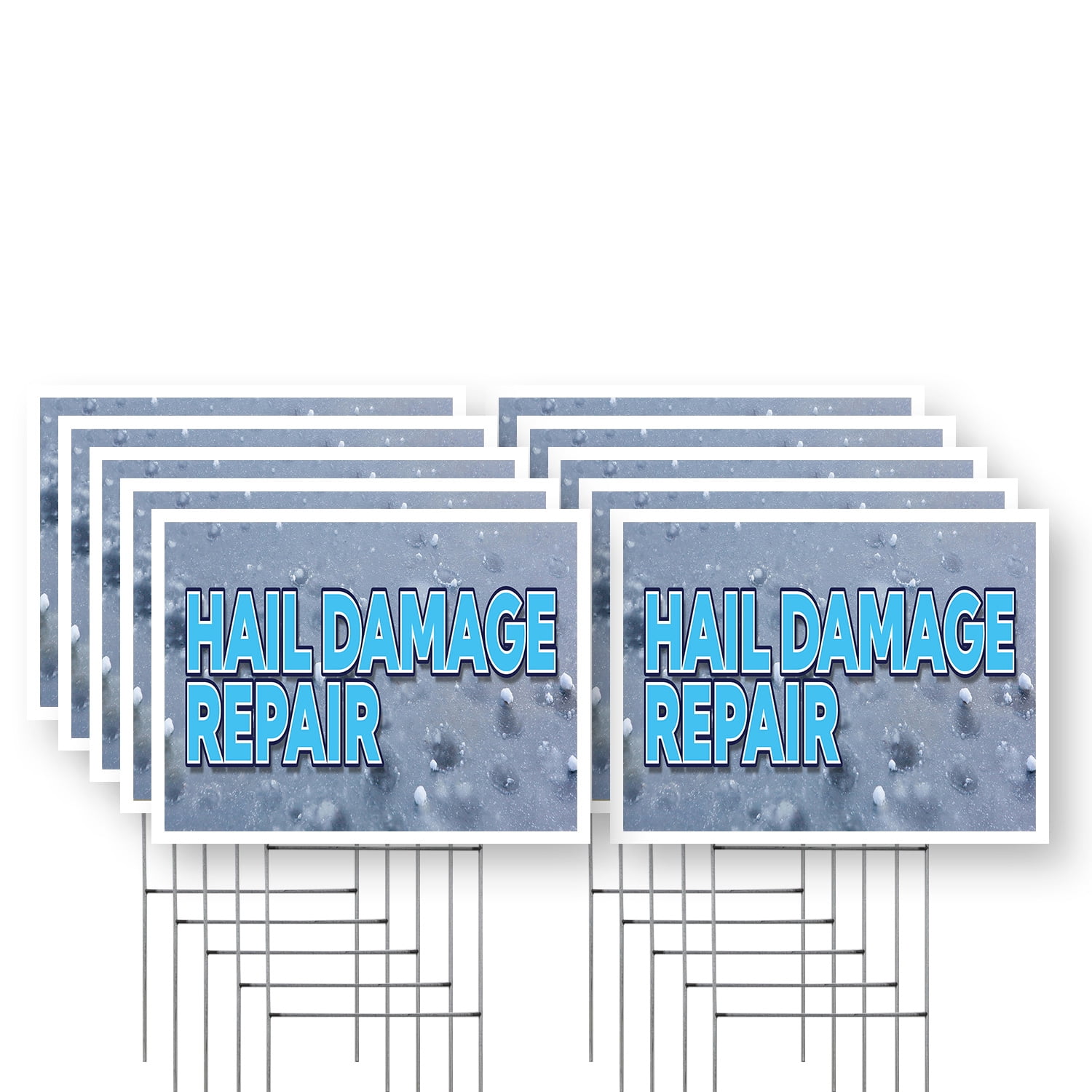 Hail Damage Repair Yard Sign 10 Pack of 18 Inch x 24 Inch Single Sided ...