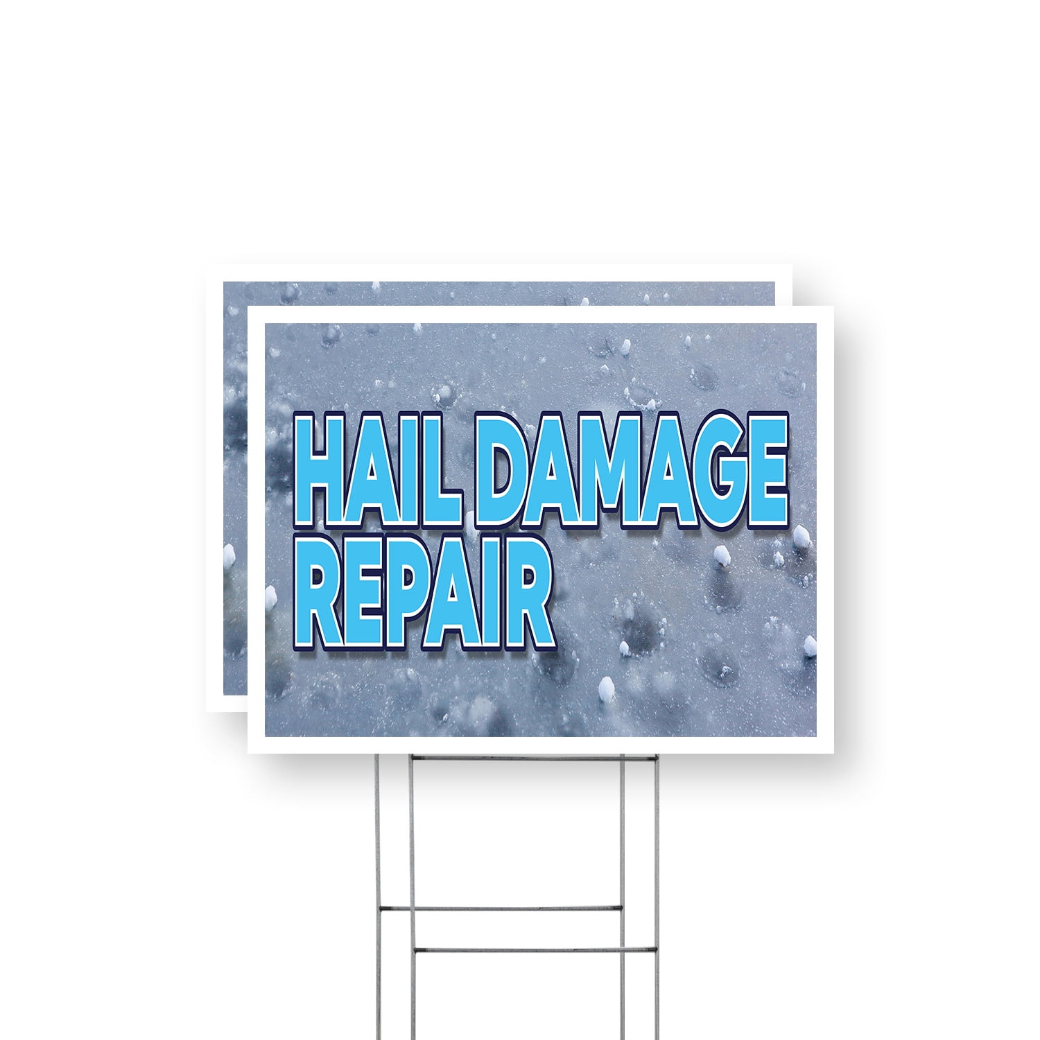 Hail Damage Repair Yard Sign 2 Pack of 12 Inch x 16 Inch Single Sided ...