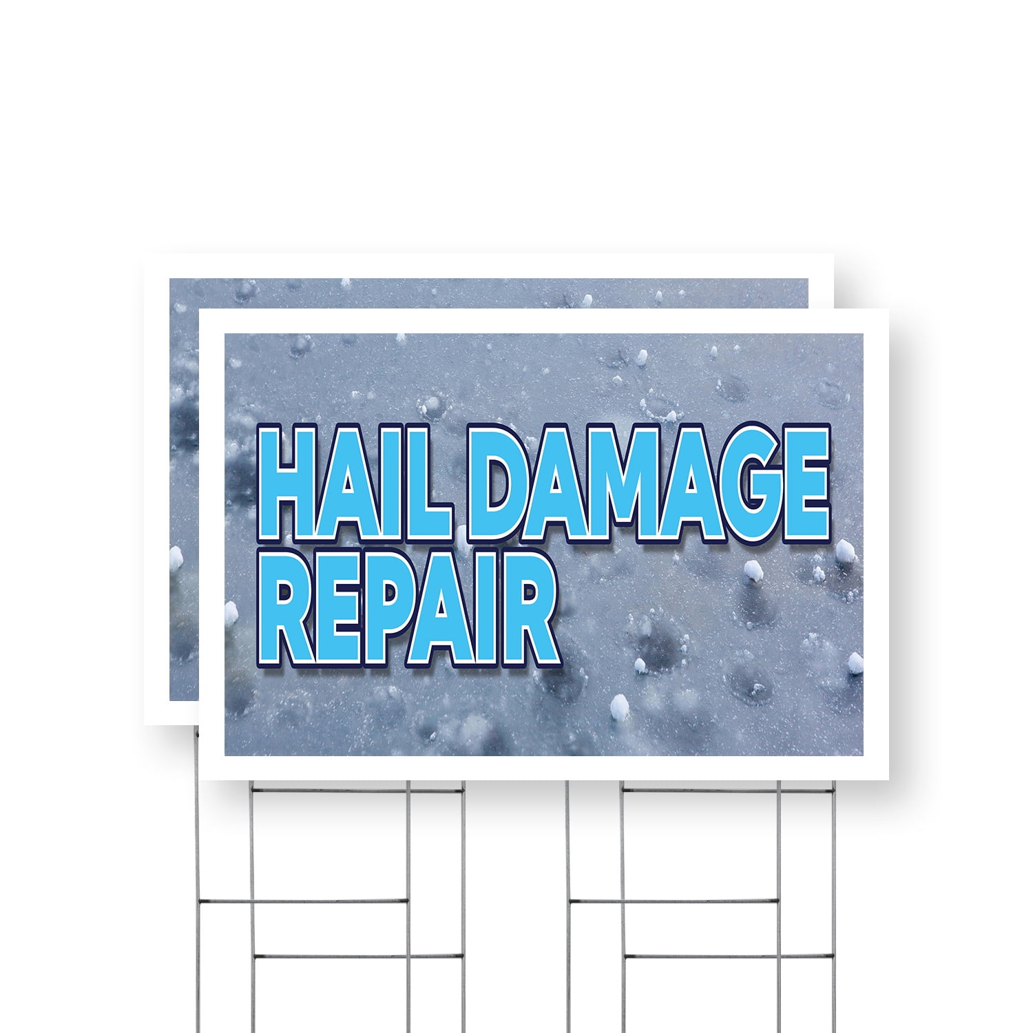 Hail Damage Repair Yard Sign 2 Pack of 24 Inch x 36 Inch Double Sided ...