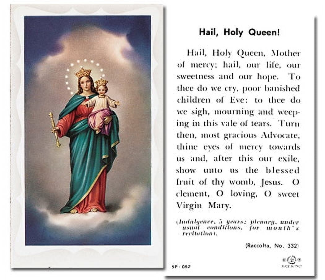 Hail Holy Queen Catholic Prayer Holy Card with Prayer on Back, Pack of ...