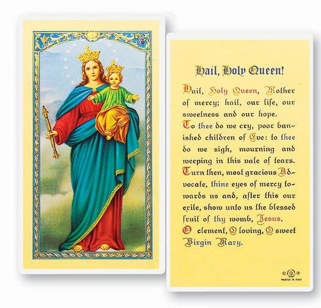 Hail Holy Queen Laminated Catholic Prayer Holy Card with Prayer on Back ...