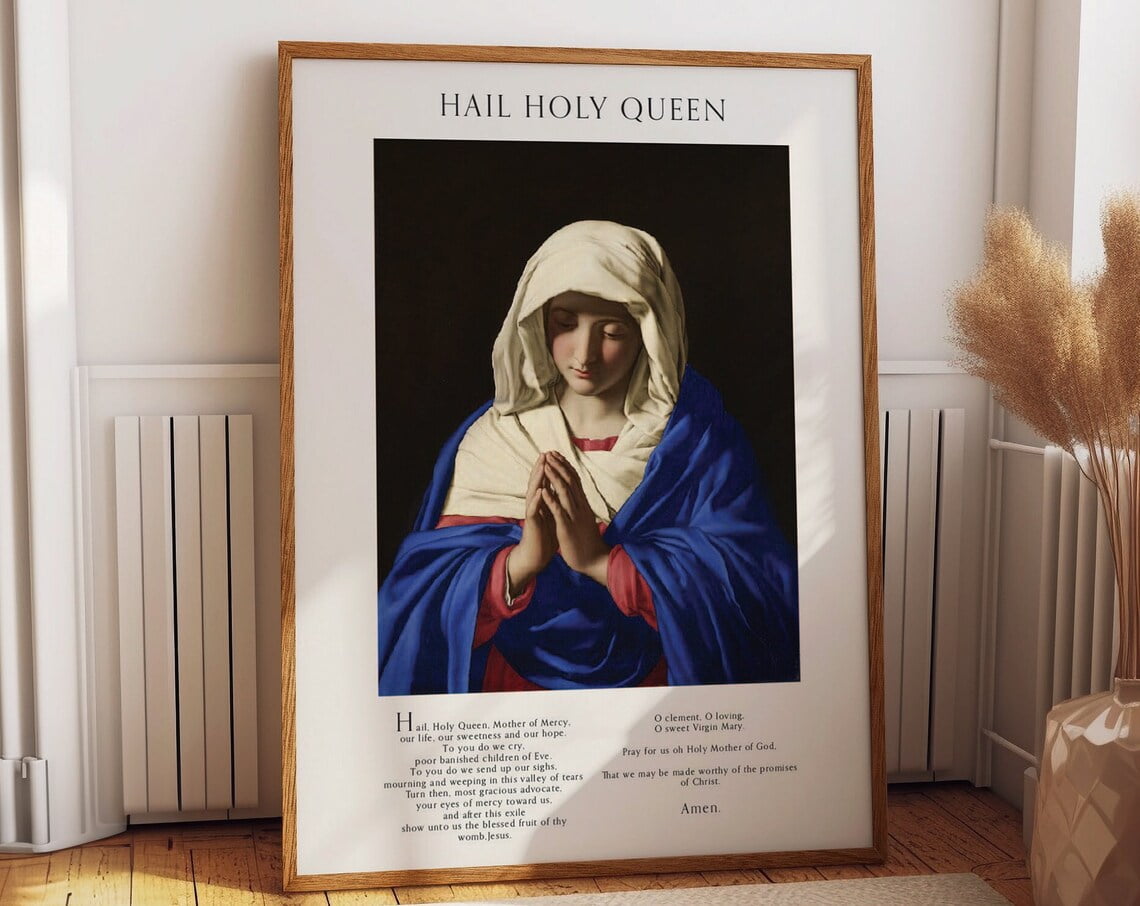 Hail Holy Queen Music Sheet Poster - Christian Faith - Mother Mary ...