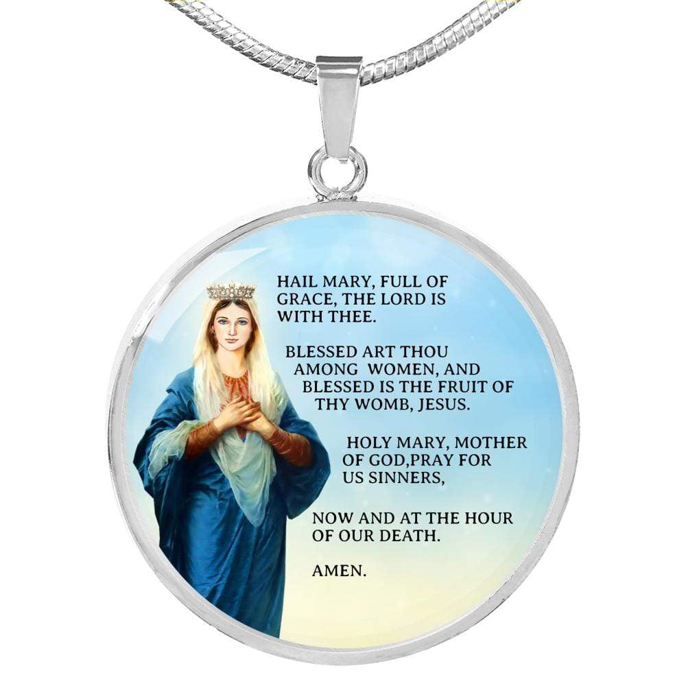 Hail Mary Catholic Prayer Circle Necklace Stainless Steel or 18k Gold ...