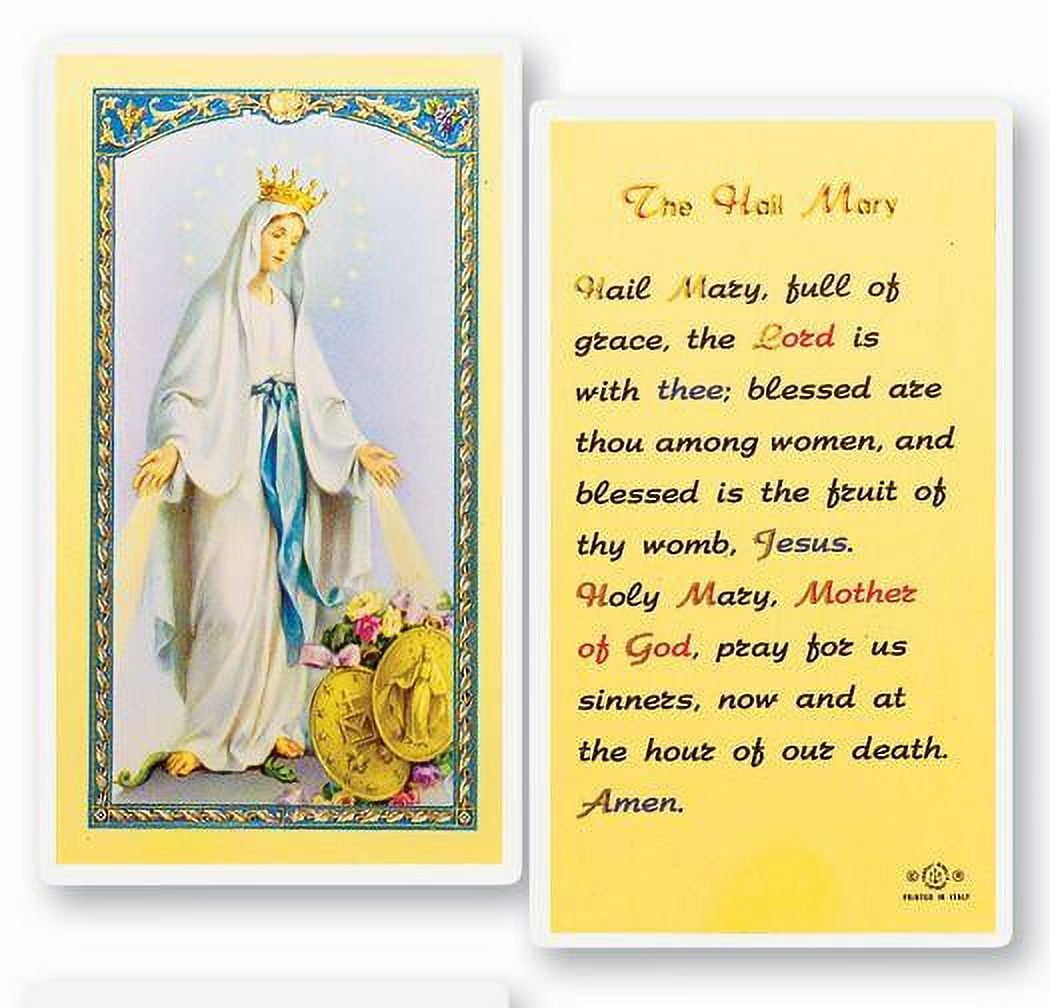 Hail Mary Laminated Catholic Prayer Holy Card with Prayer on Back, Pack ...