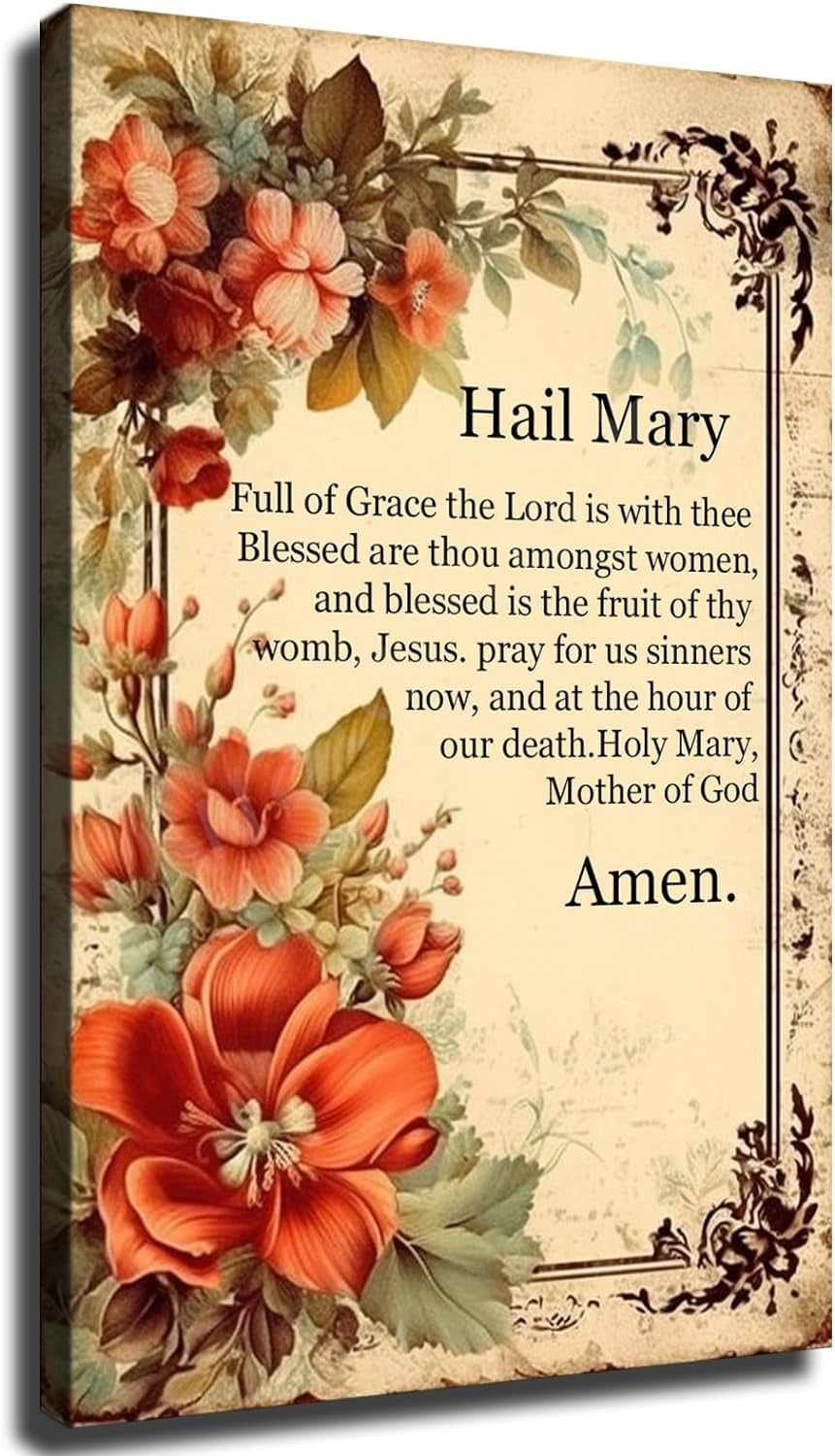 Hail Mary Prayer Bible Verse Quotes Poster Canvas Wall Art Mural ...