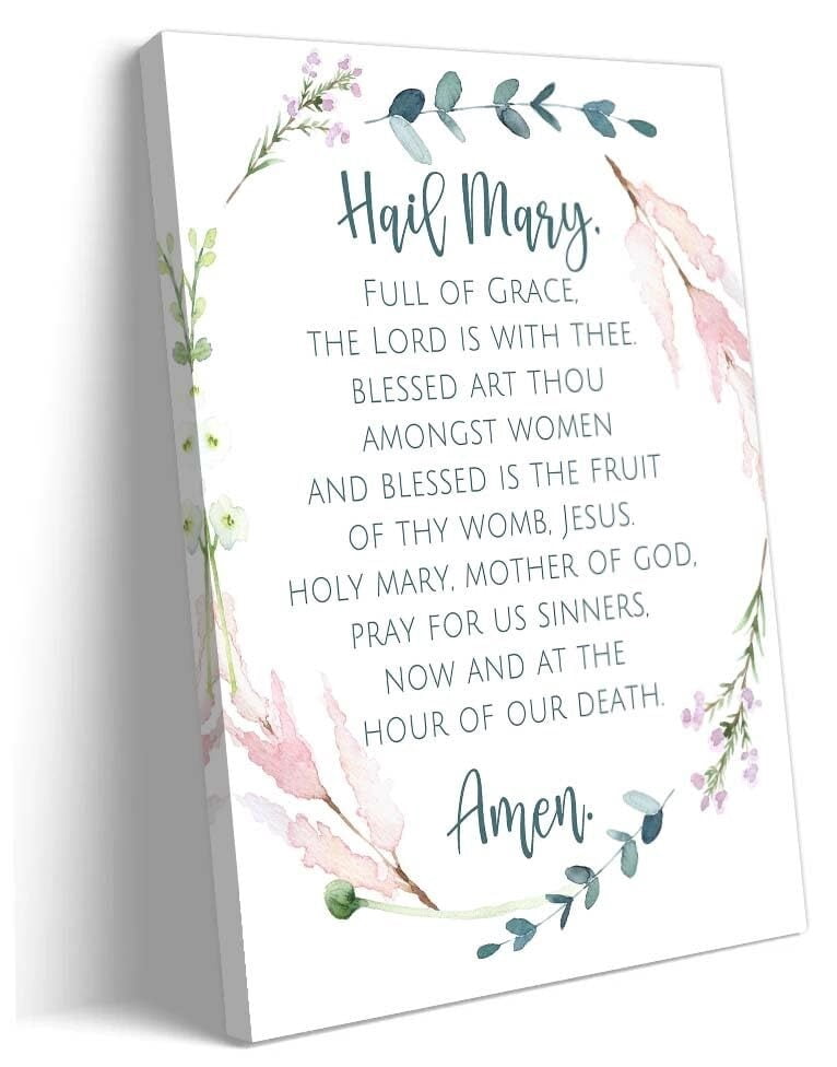 Hail Mary Prayer Prints Catholic Prayer Posters Wall-Art Pictures for ...