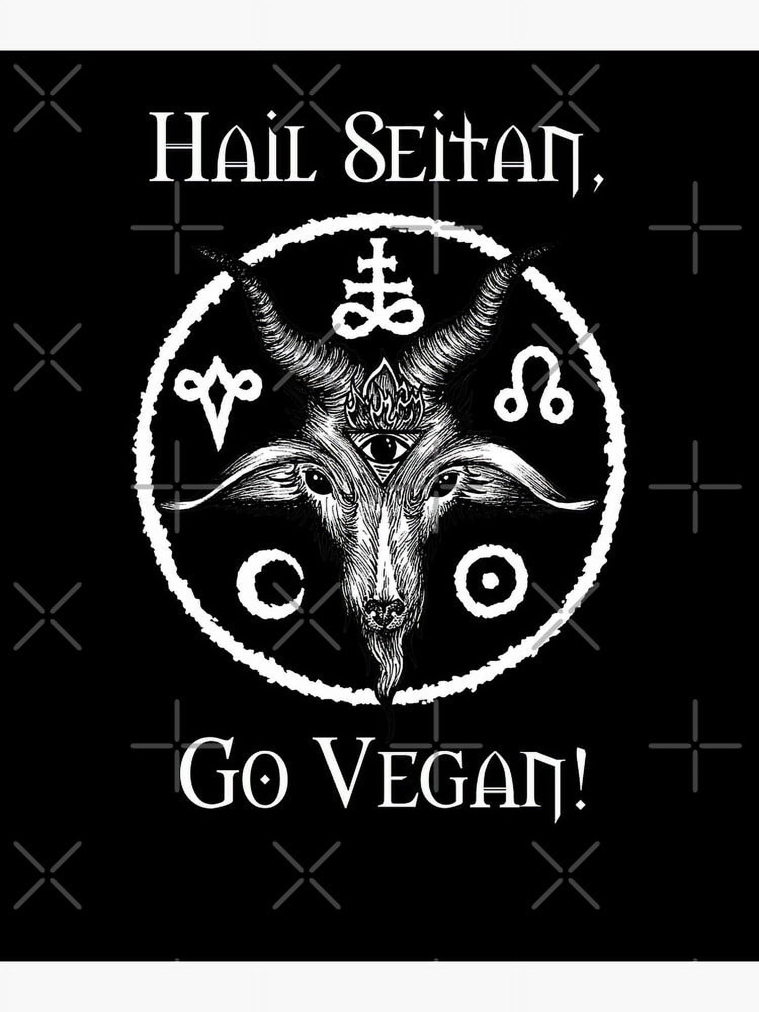 Hail Seitan, Go Vegan! Funny satanic pun Baphomet illustration Modern ...