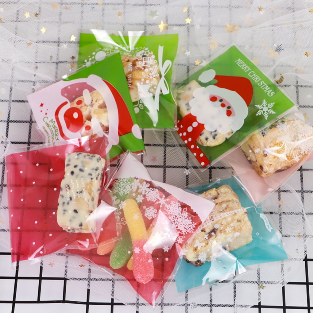 HUUXIW 100 Pieces Self Seal Plastic Food Bag Christmas Themed ...