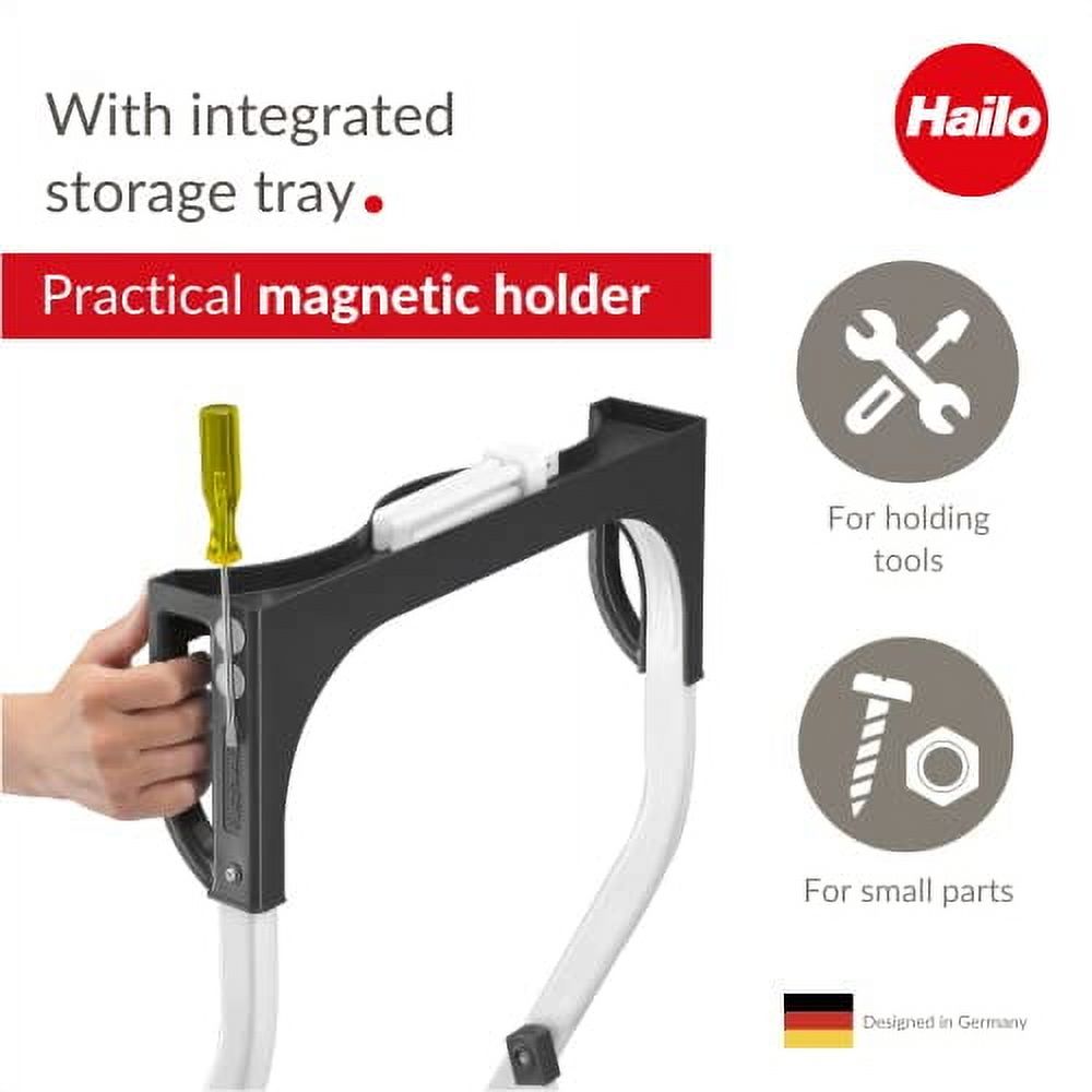 Hailo Safety Plus | Steel Folding Stepladder | Two Large Steps with Non ...