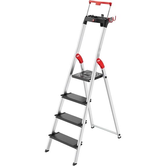 Hailo Topline L100 4-Step Ladder – Aluminum Safety Step Ladder with ...