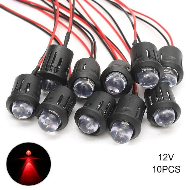 Haimni 10 Pcs/Set 12V 10Mm Pre-Wired Constant Led For Ultra Clear Bulb ...