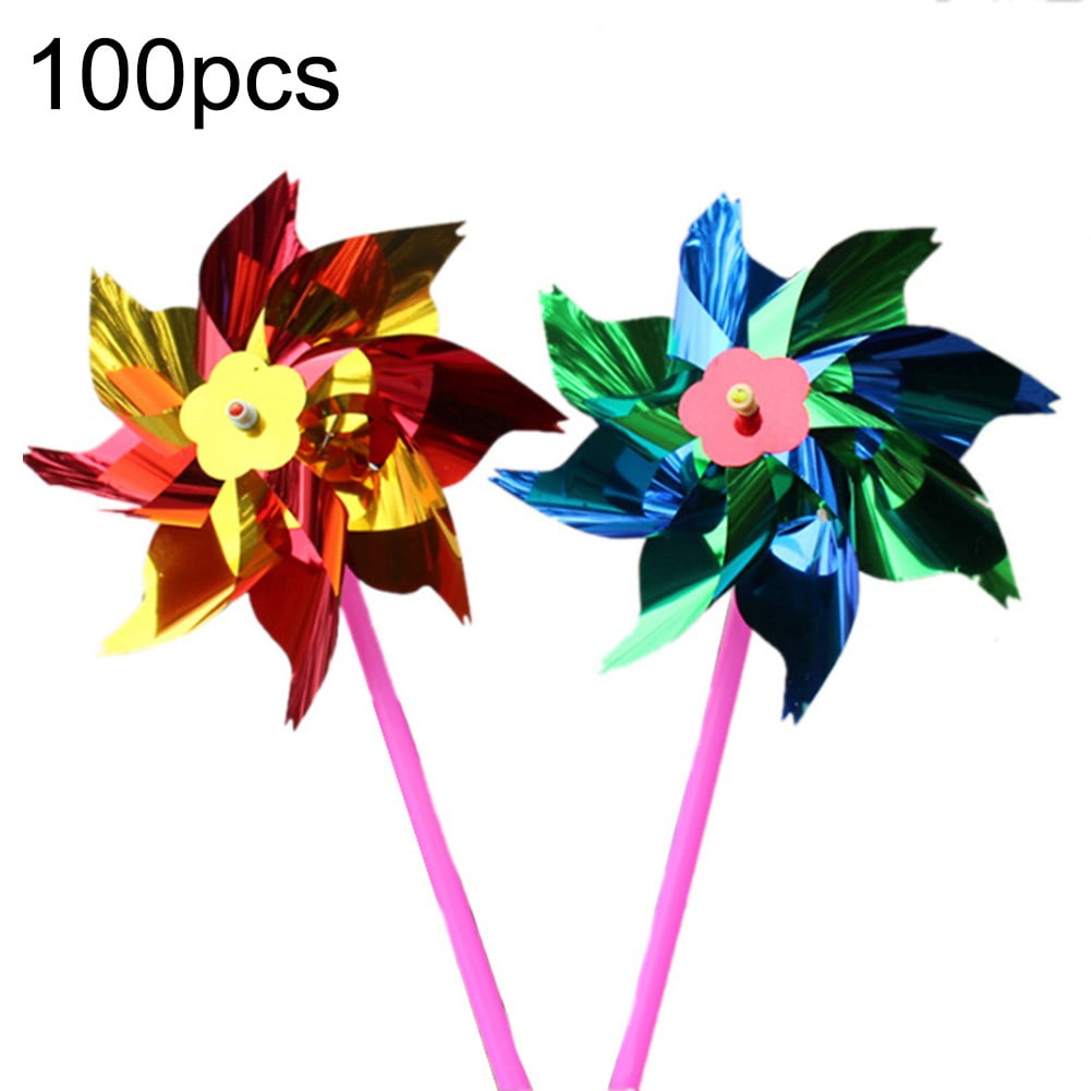 Haimni 100Pcs Lawn Pinwheels Wind Spinners Sunflower Pinwheels Garden ...