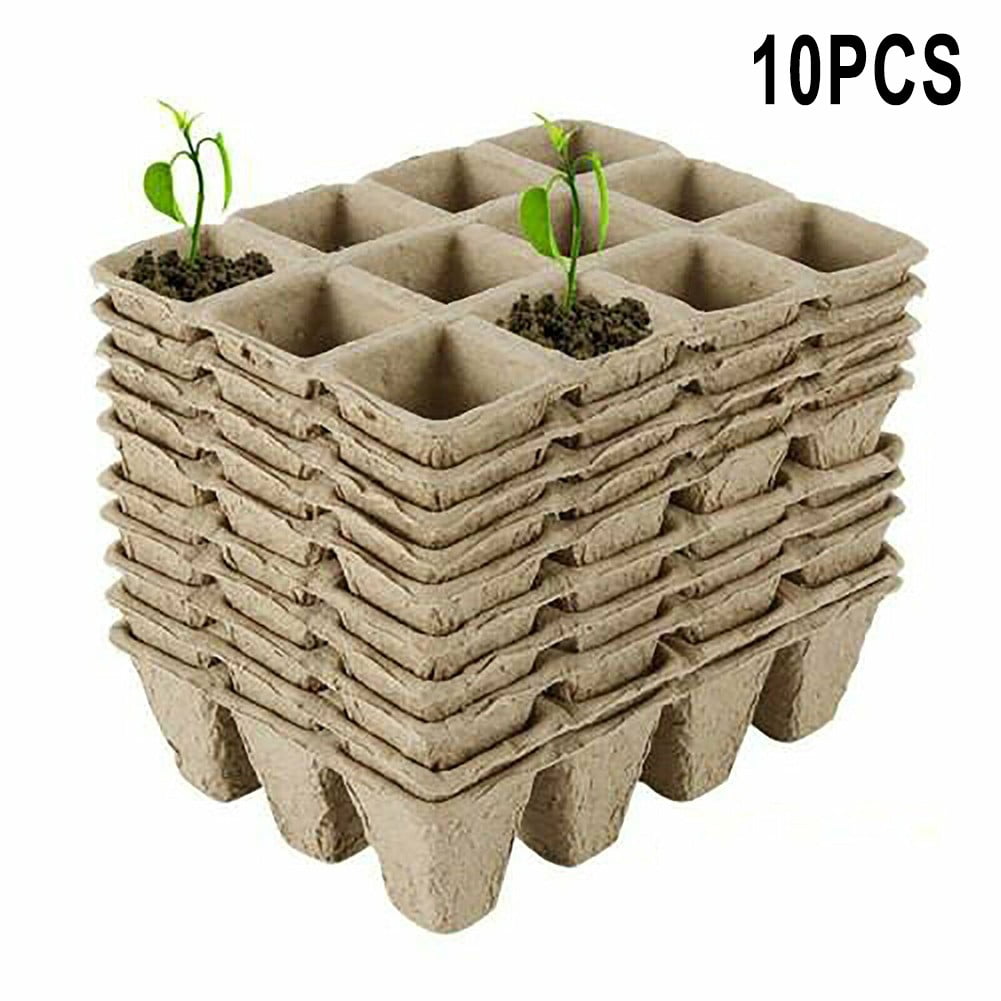 Haimni 10Pcs 12-Hole Biodegradable Paper Pots Tray Pulp Starting Garden ...