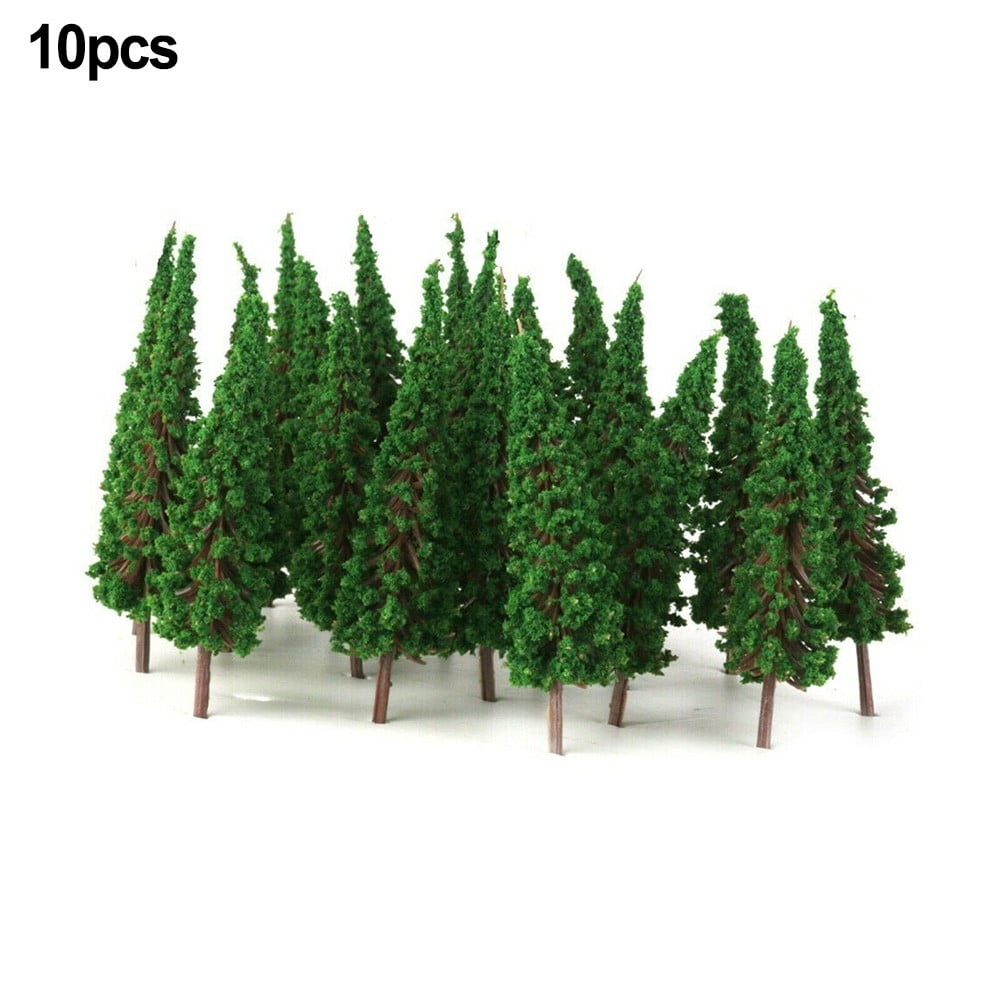Haimni 10Pcs Model Pine Trees 1:25 Model Train Railway Building Model ...