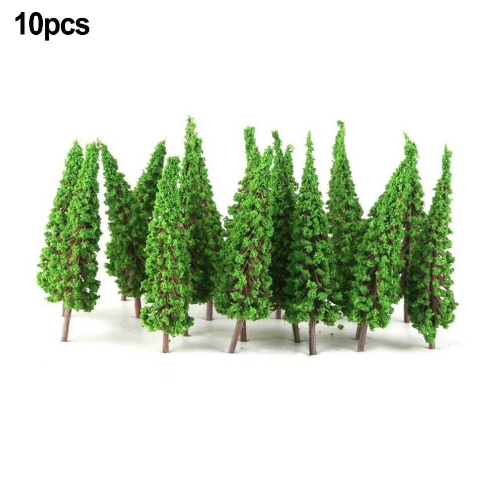 Haimni 10Pcs Model Pine Trees 1:25 Model Train Railway Building Model ...