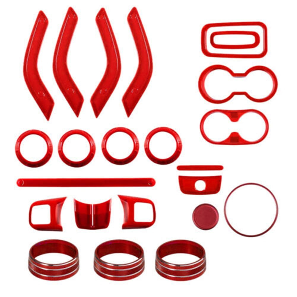 Haimni 18Pcs Red Car Interior Decor Trim Kits For Jeep For Wrangler Jk ...