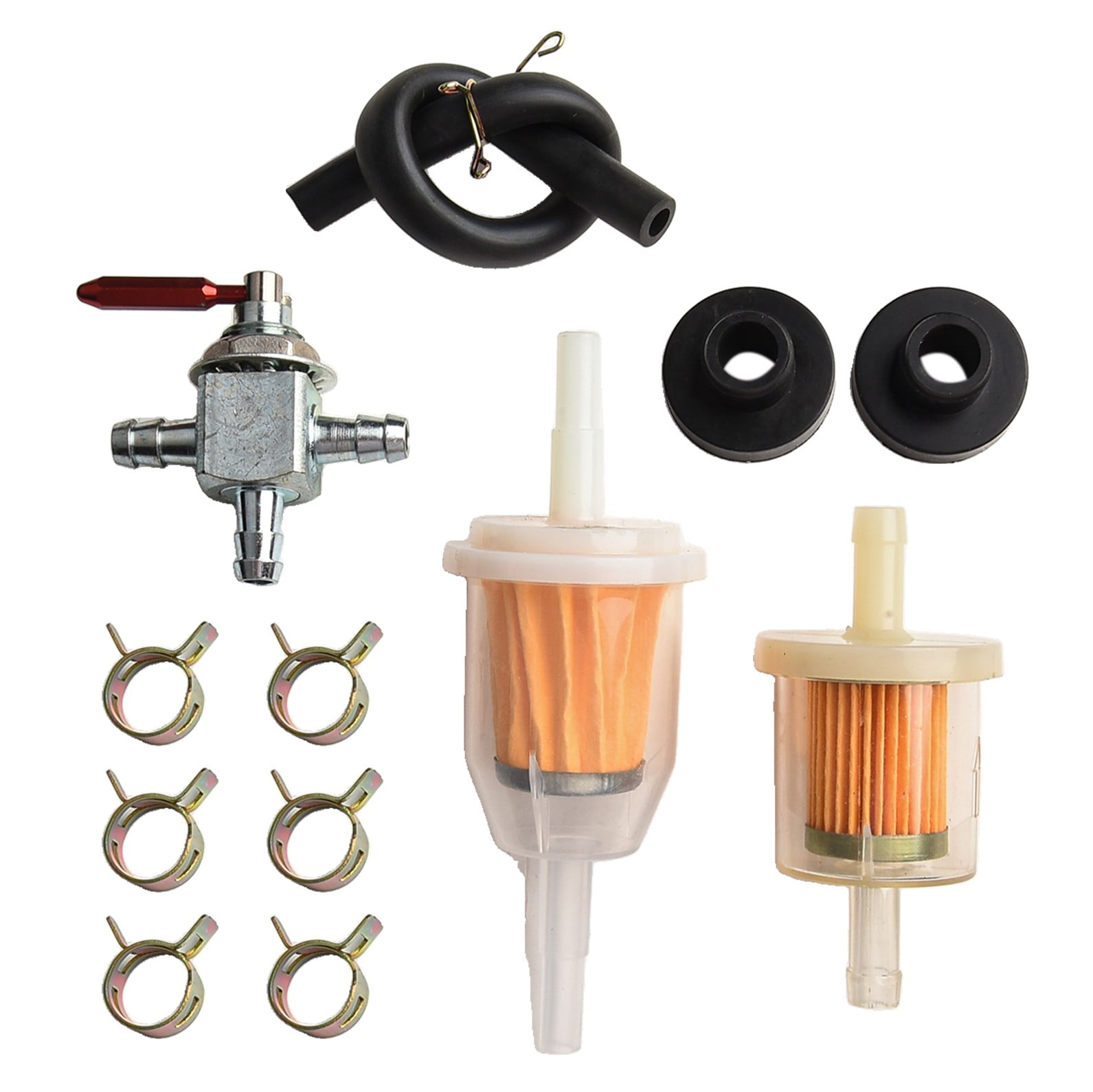 Haimni 2 Way Steel Fuel Oil Gas Petcock In Line Cut-Off Valve Kit ...