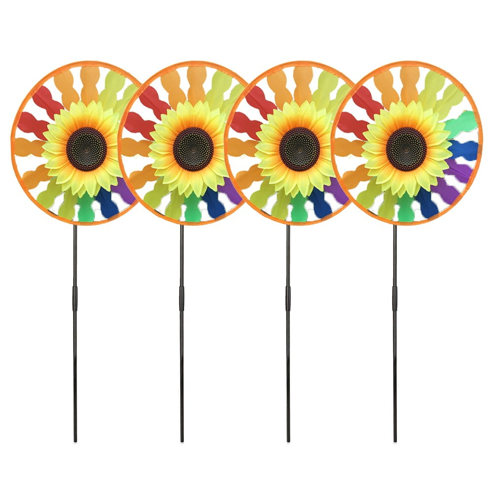 As Shown 4X Rainbow Sunflower Pinwheel Lawn Spinner Windmill Ornament ...