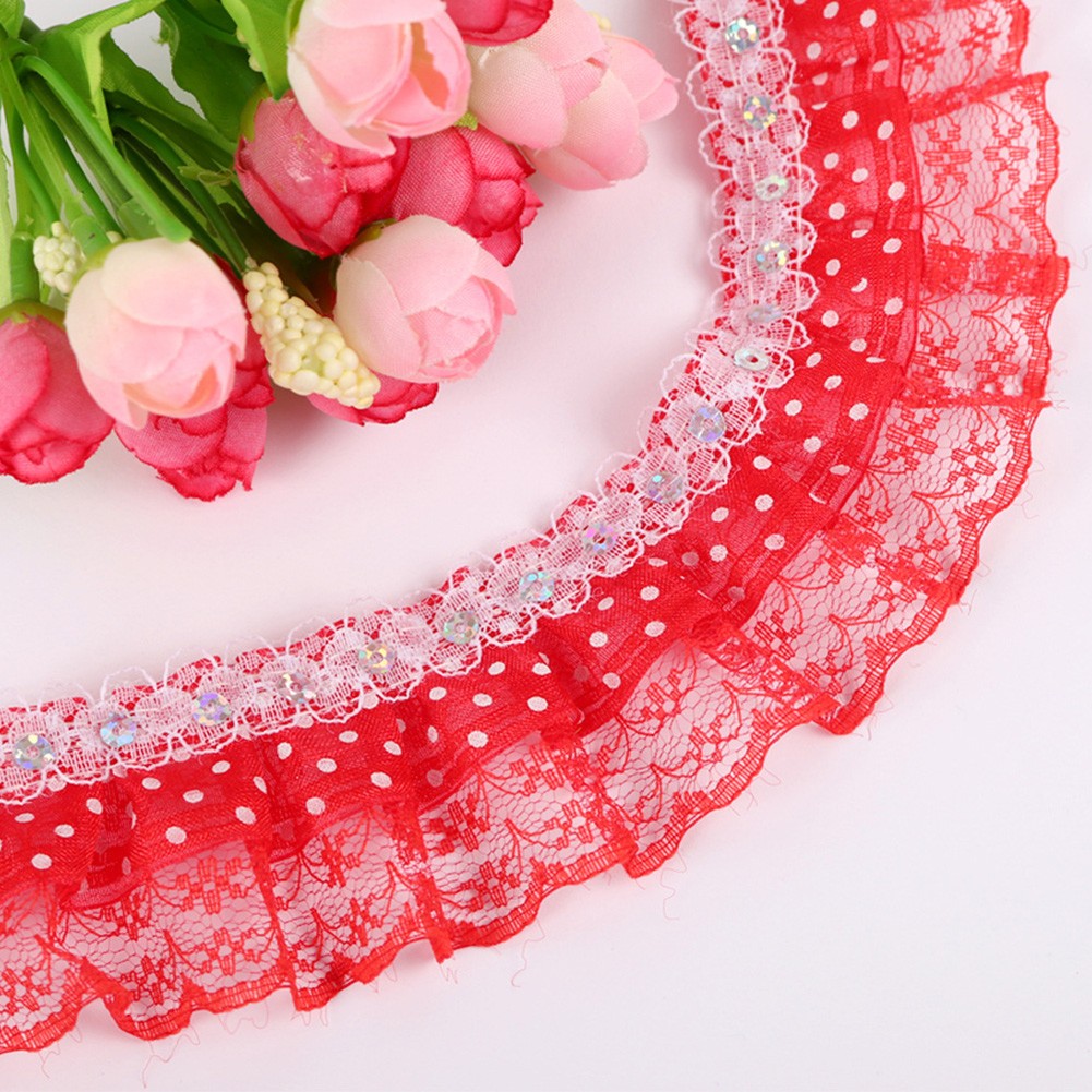 Haimni 5 Yards 45Mm Flower Sequin Embroidered Lace Trim Ribbons For ...