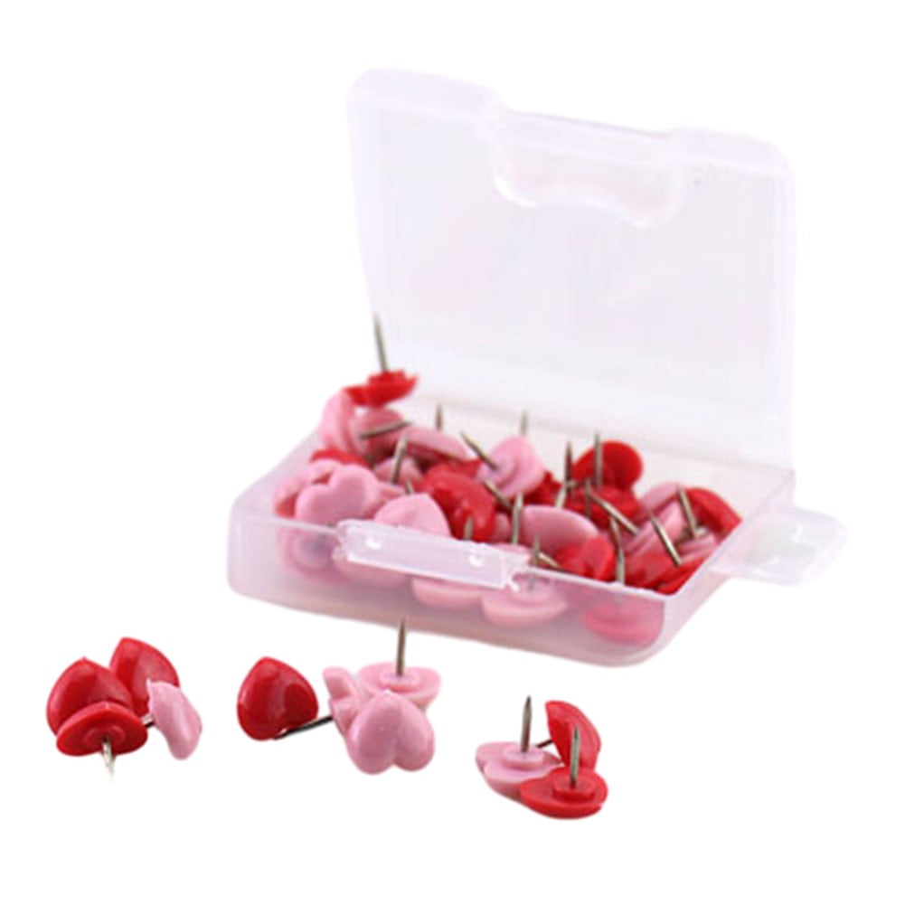 Haimni 50 Pcs Heart Shape Plastic Thumbtacks Safety Color Thumbtacks ...