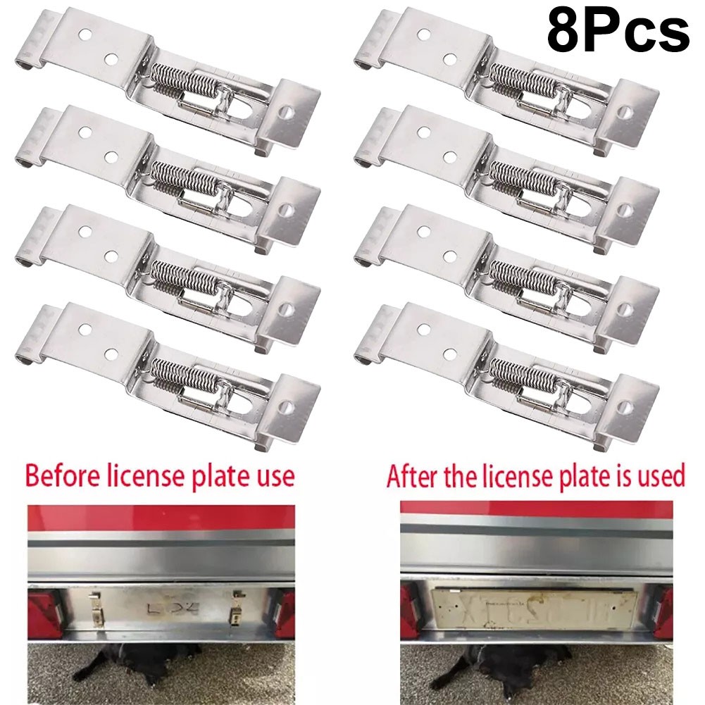 Haimni 8Pcs Car License Plate Spring Loaded Stainless Steel Bracket ...