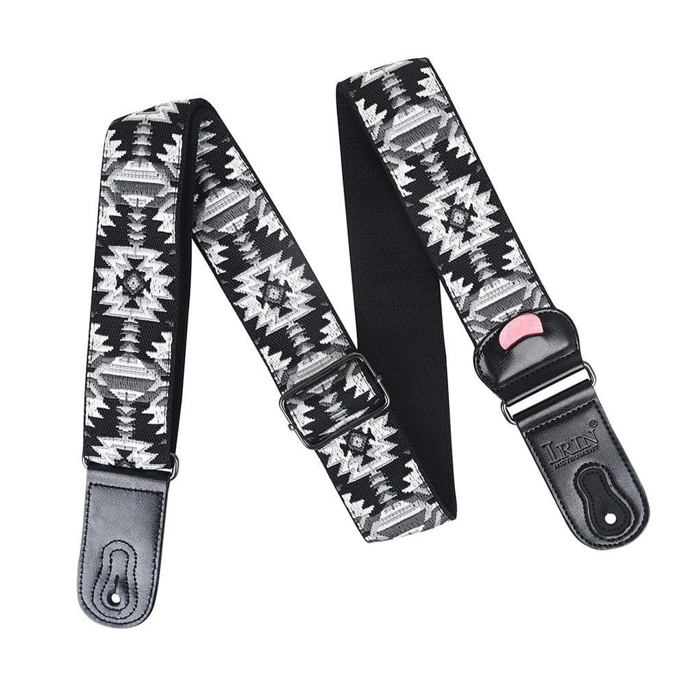 Haimni Adjustable Guitar Belt Strap Embroidered Leather End Acoustic ...