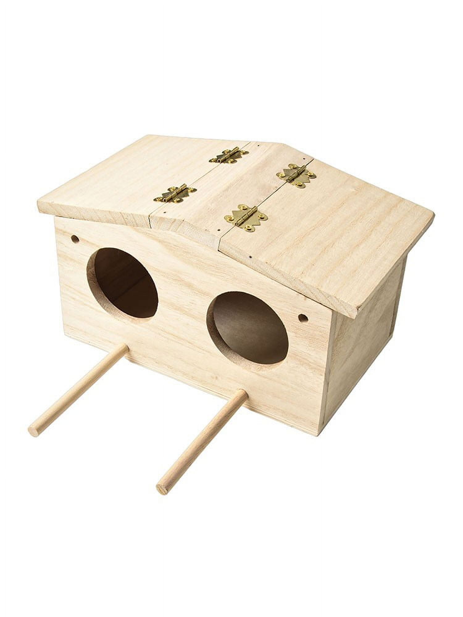 Haimni Bird Breeding Nest Parakeet Nesting Box Natural Wood House ...