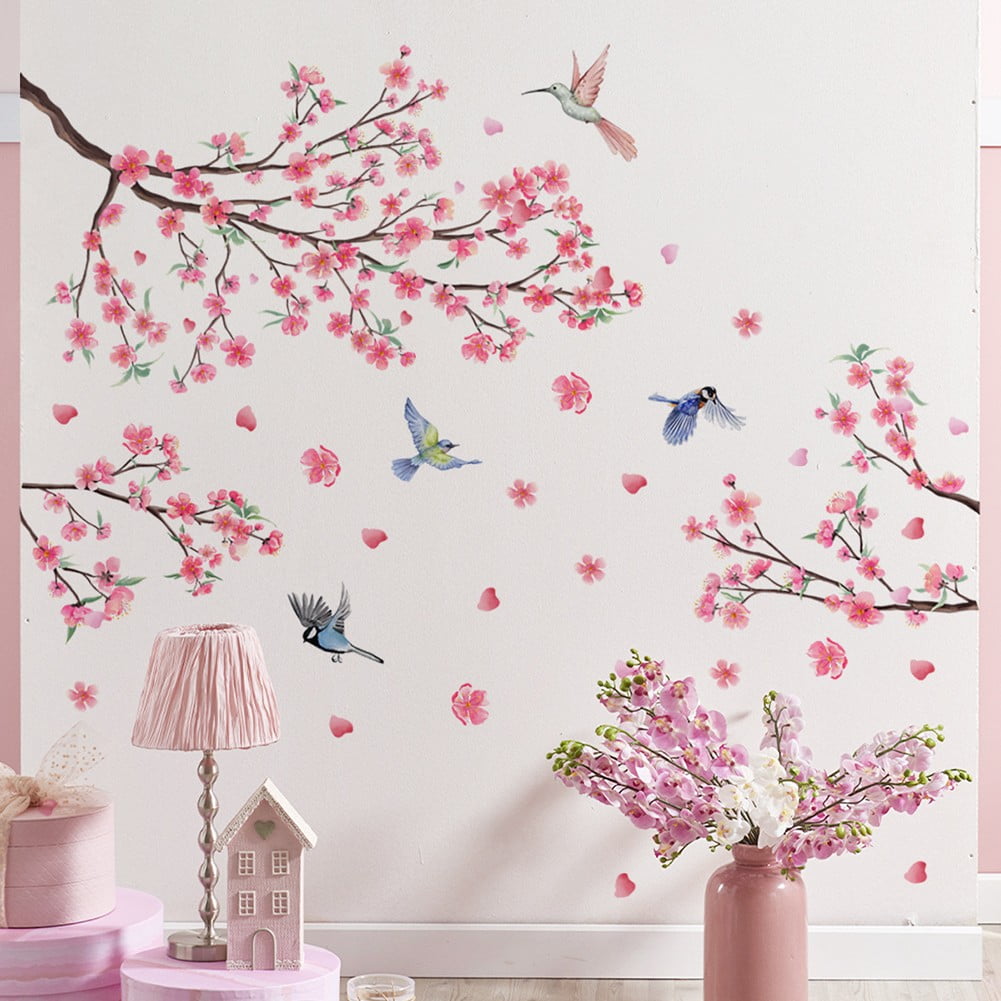 Haimni Branch Bird Cherry Blossom Wall Sticker Home Decoration Wall ...