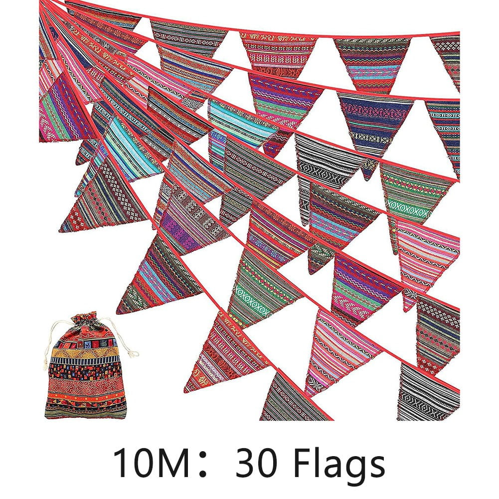 Haimni Cotton And Linen Fabric Triangular Colorful Flag String For ...