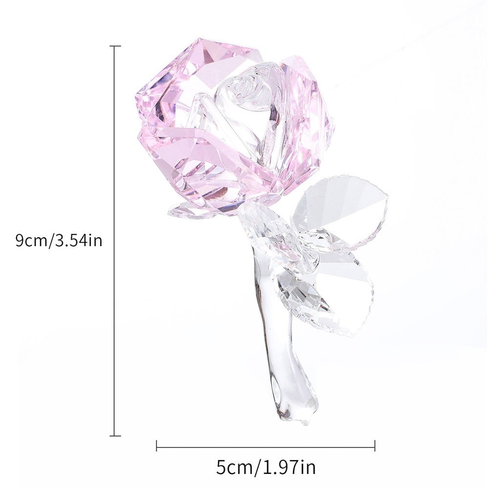 Haimni Crystal Glass Rose Flower Figurines Romantic Crystal Rose ...