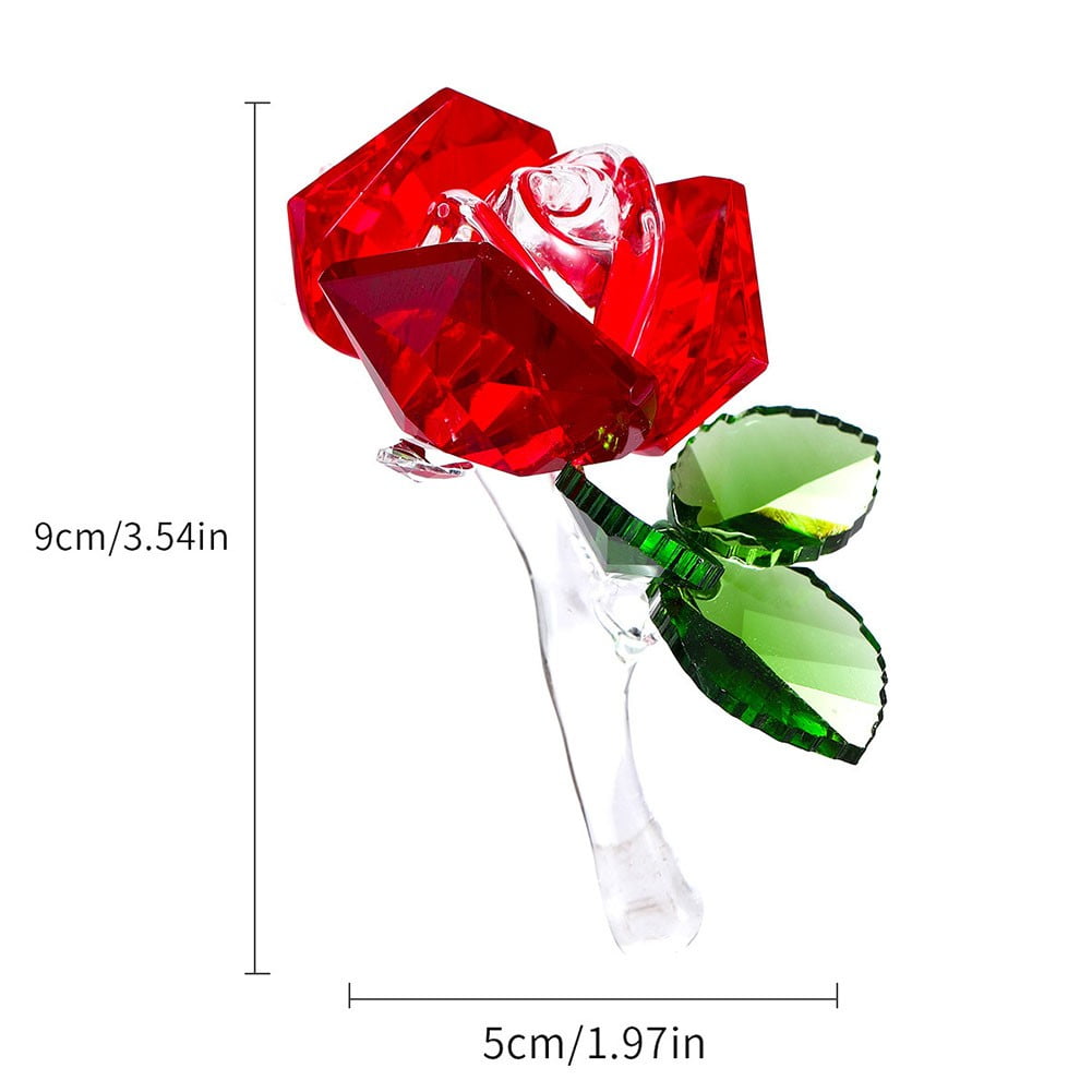 Haimni Crystal Glass Rose Flower Figurines Romantic Crystal Rose ...