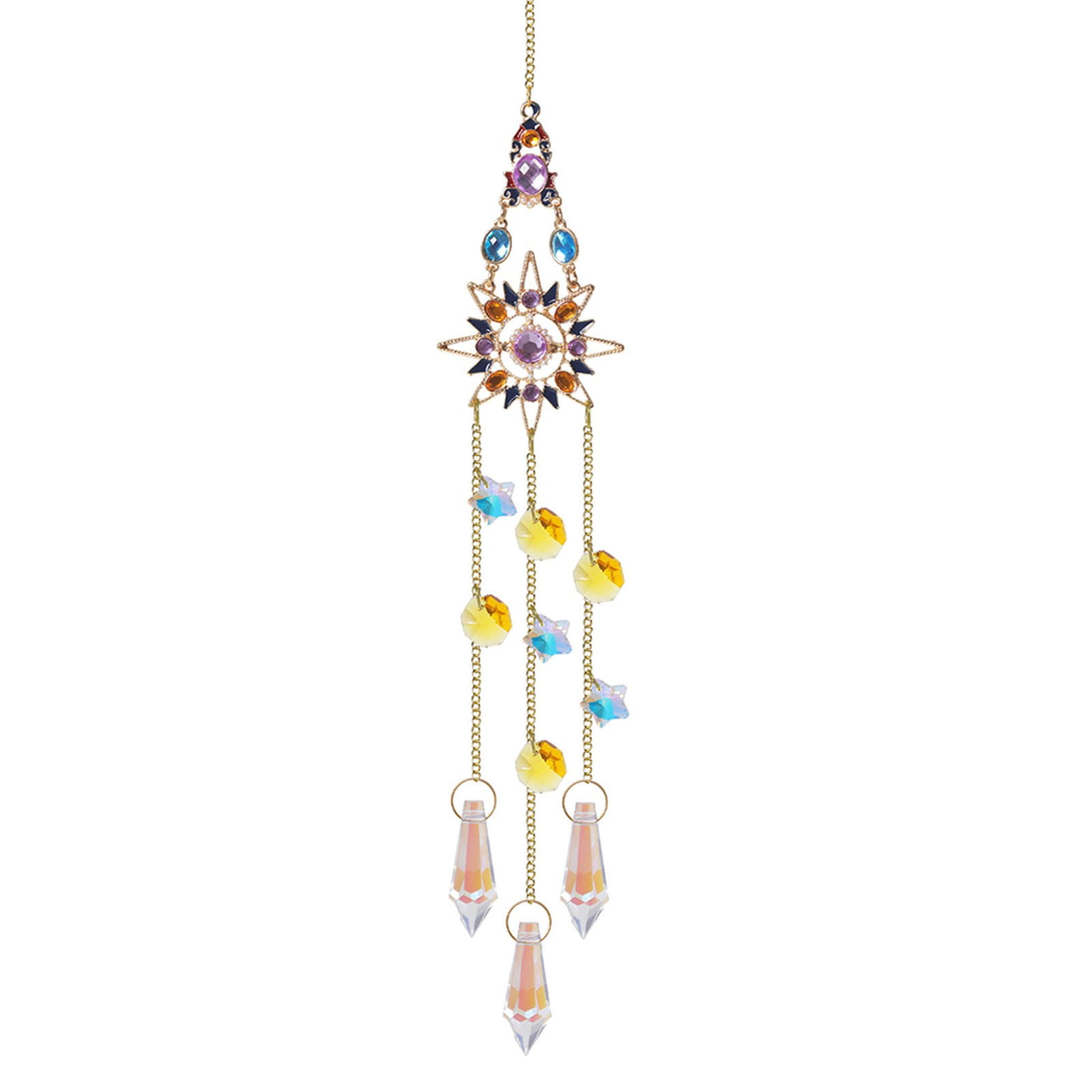 Haimni Crystal Wind Chime Moon Sun Catcher Diamond Prisms Pendant Dream ...