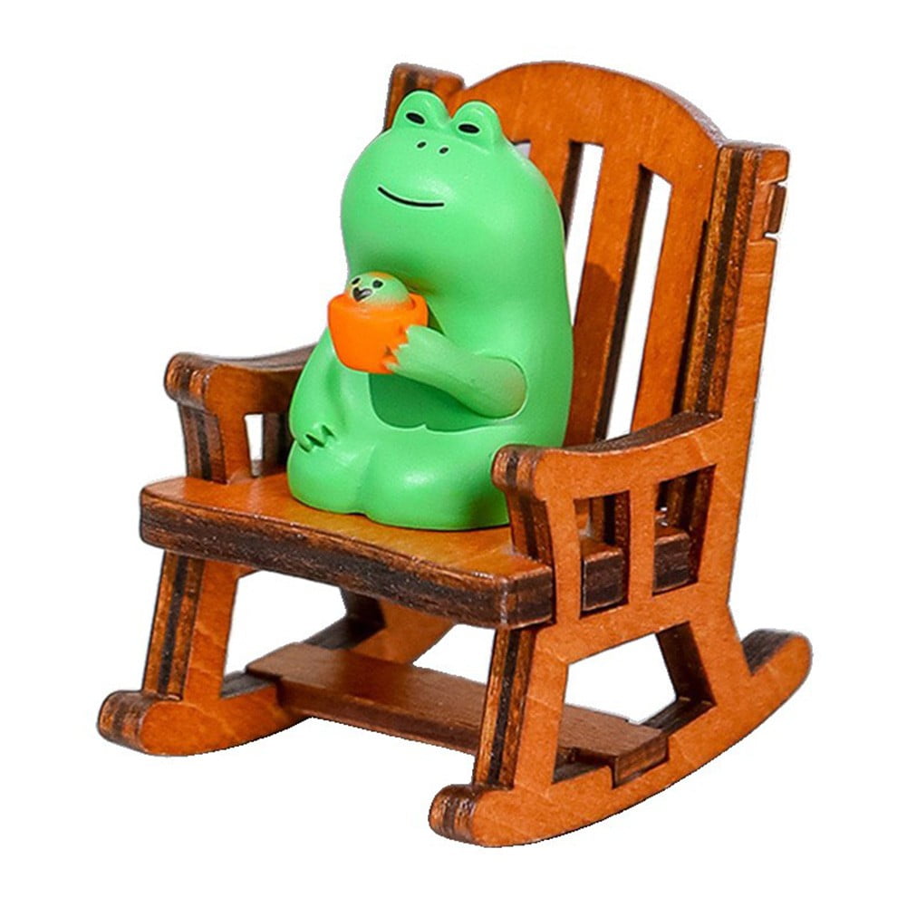 Haimni Cute Decompression Small Ornaments Frog Rocking Chair Office ...