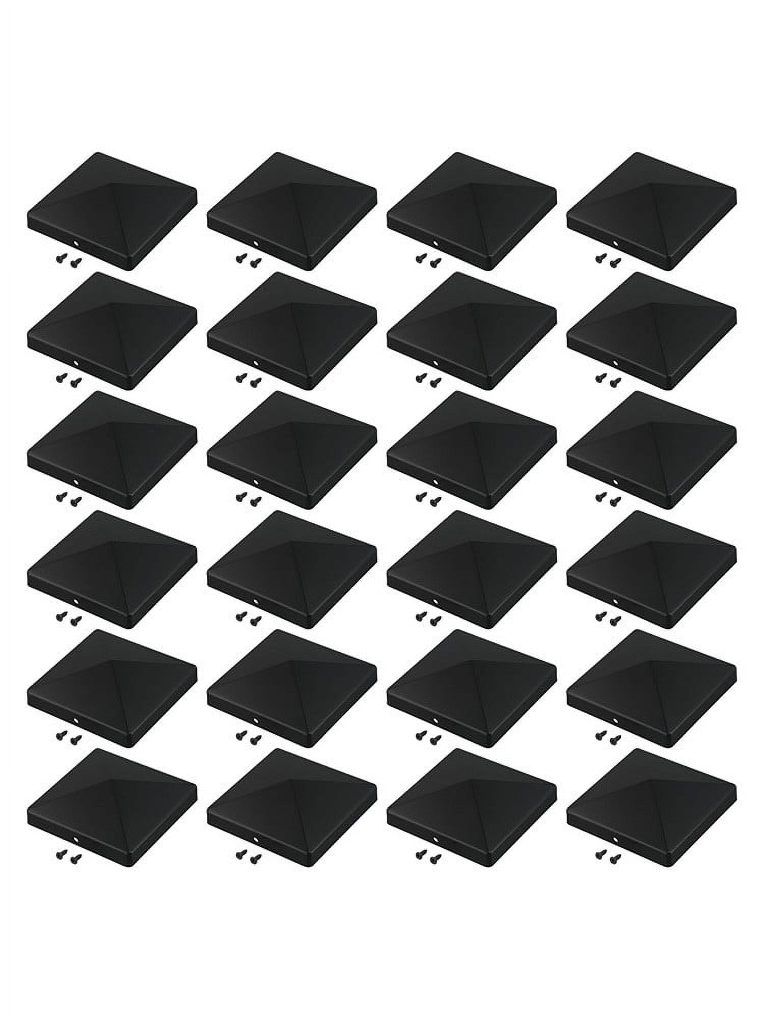 Haimni Fence Post Cap With Pre-Drilled Holes Black Plastic Pyramid For ...
