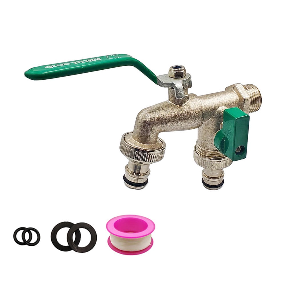 Haimni Gardening Zinc Alloy Double Spout One Inlet Two Outlet Double ...