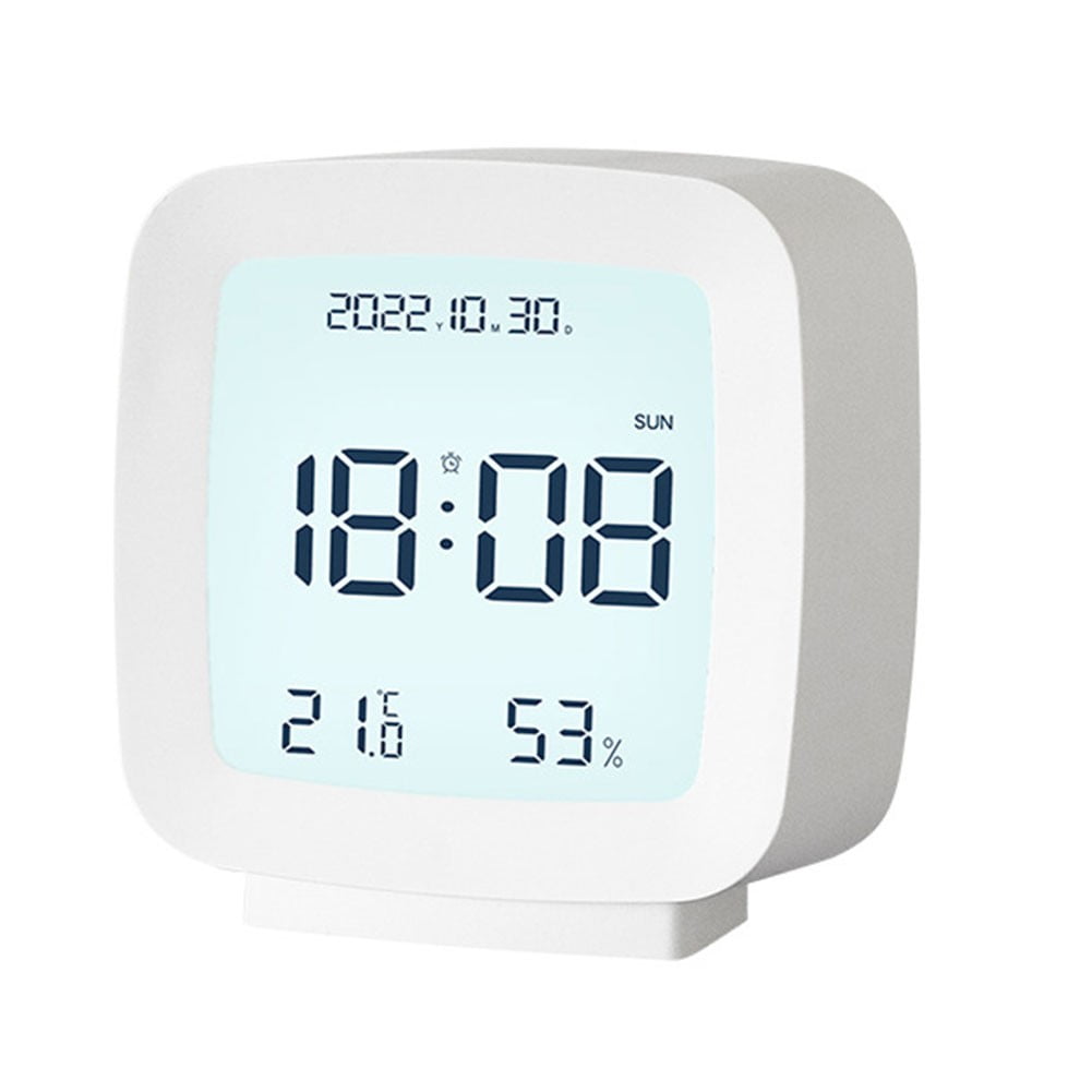 Haimni Minimalist Alarm Clock Bedside Temperature Humidity Clock Voice