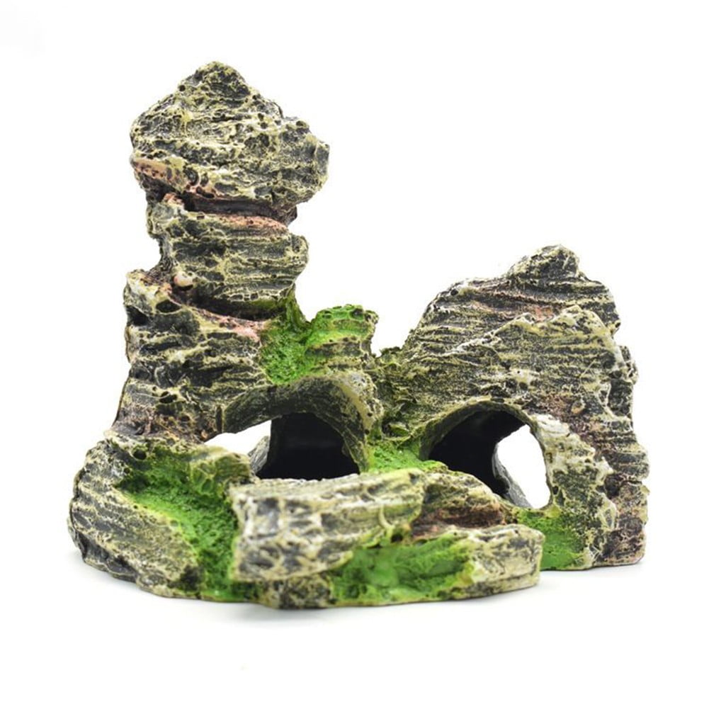 Haimni Mountain View Aquarium Rock Cave Tree Bridge Fish Tank Ornament ...