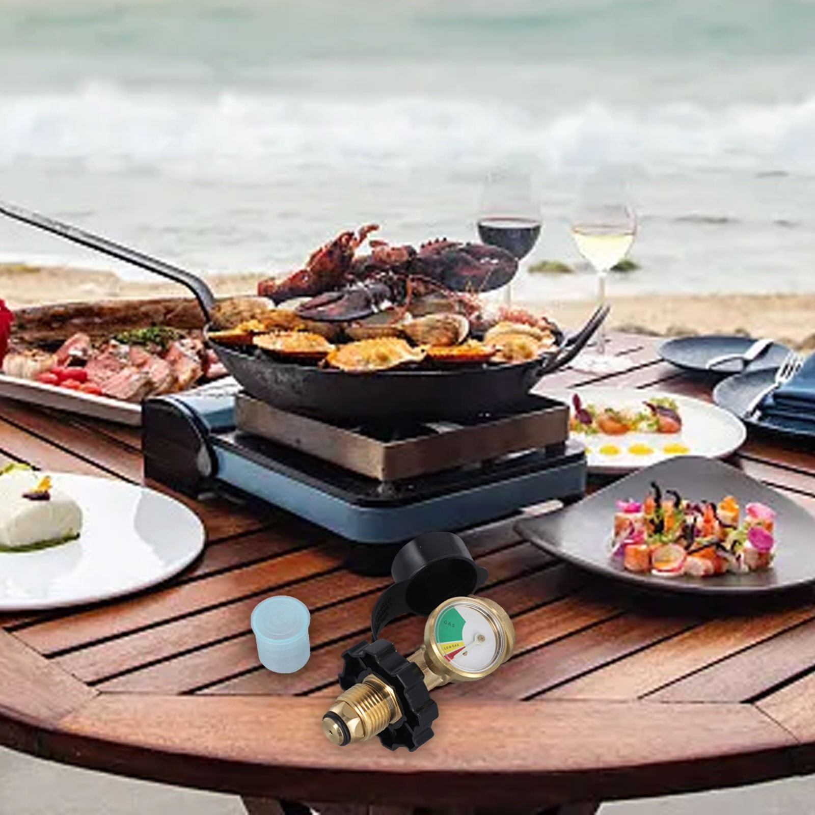 Haimni Propane Tank Gauge Adapter With Grill Indicator Brass Gas Level ...