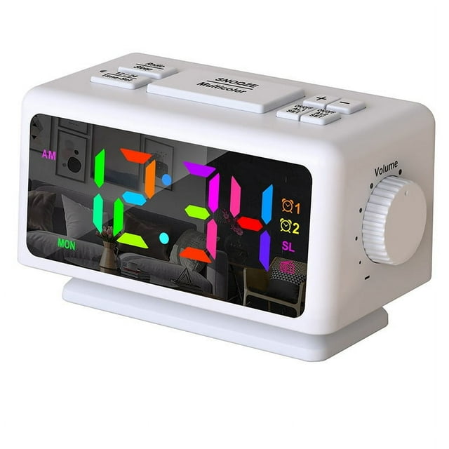Haimni Rgb Large Screen Alarm Clock With Snooze, Usb Output & Auto ...