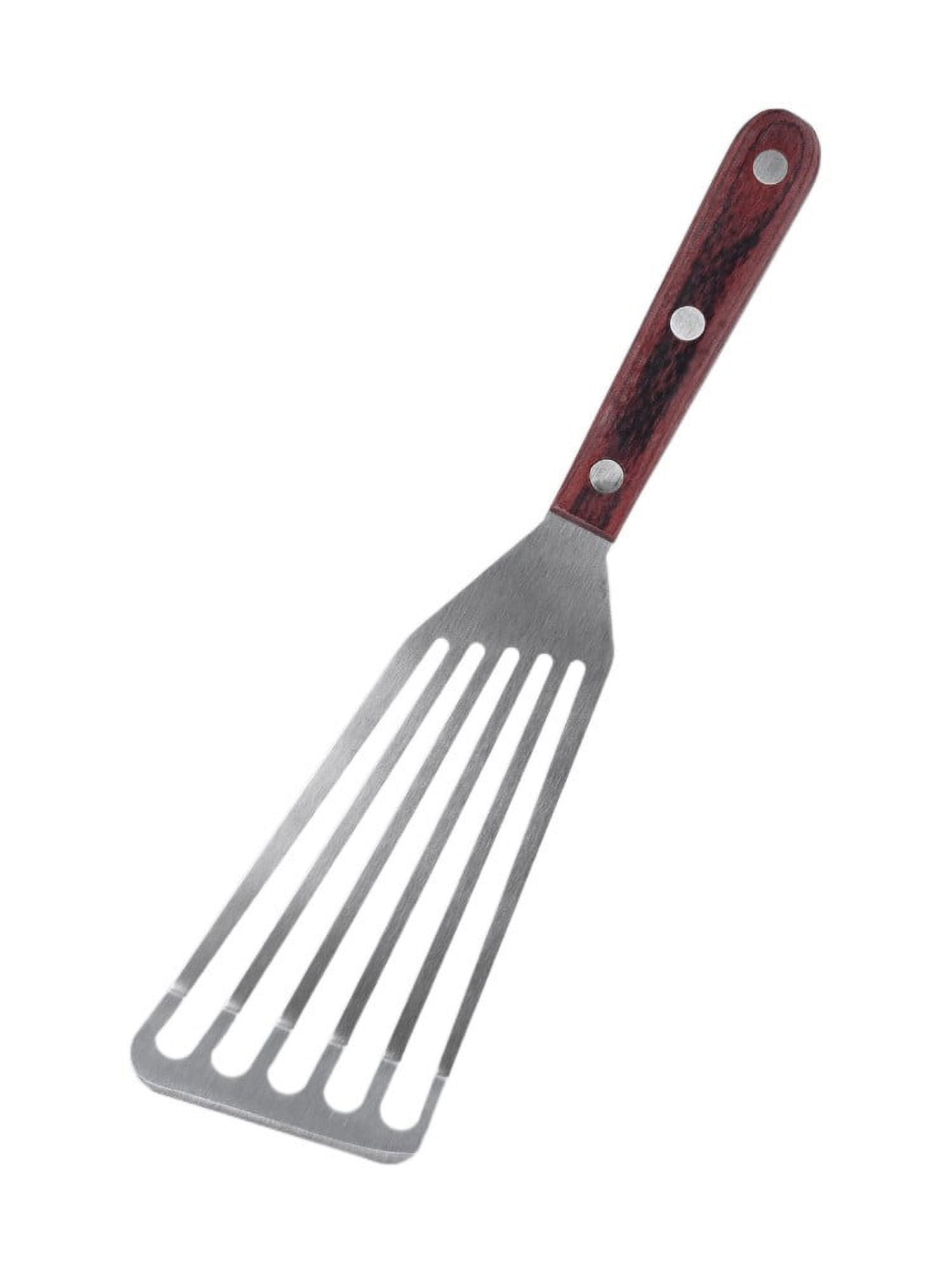 Haimni Stainless Steel Square Head Steak Cooking Spatula Wood Handle ...