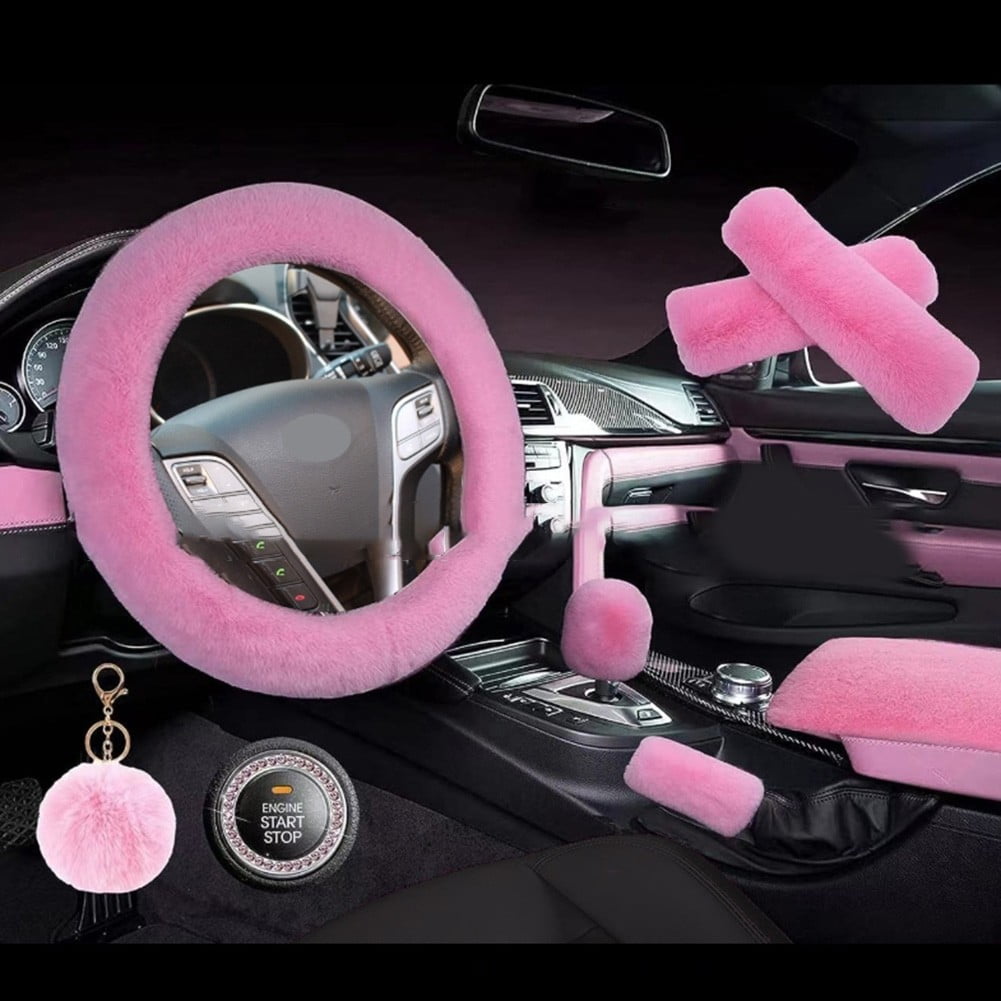 Haimni Thick Fluffy Car Steering Wheel Cover Kit Enhancing Your Driving ...