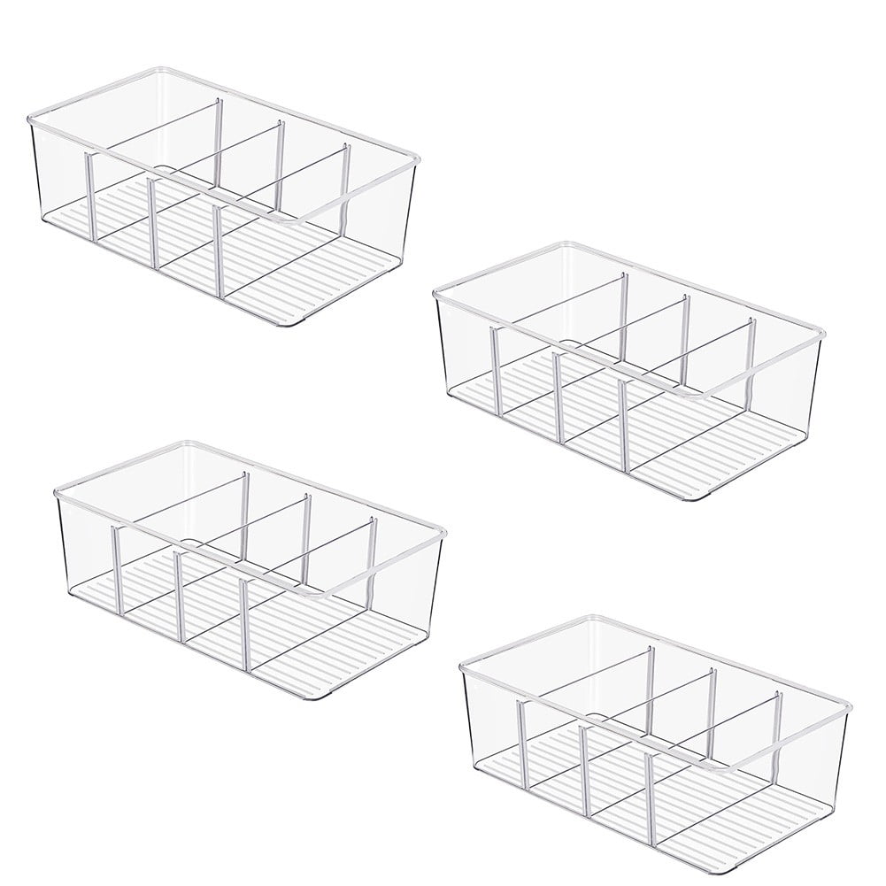 Haimni Transparent Stackable Divider Storage Box With Lid For Kitchen ...