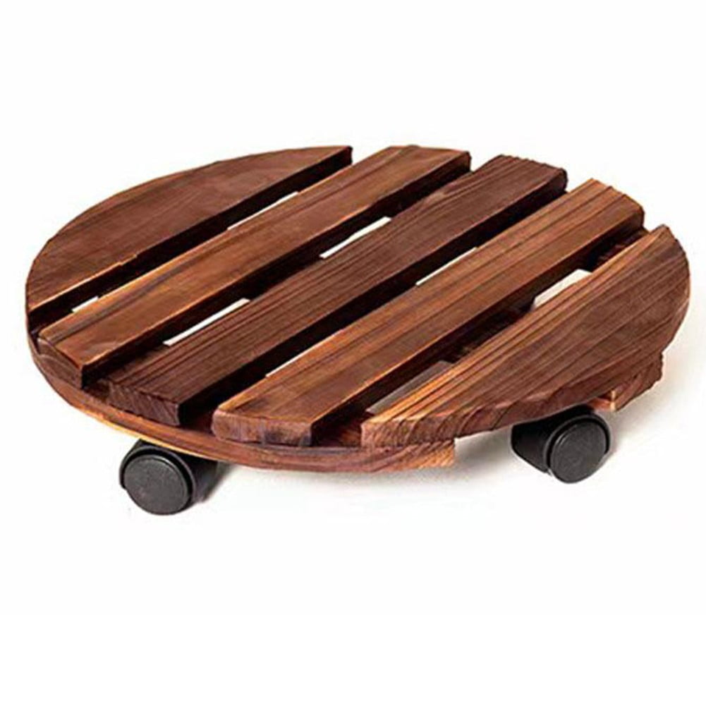 Haimni Wooden Roller Plant Mover Outdoor Indoor Plante Trolley Stand ...