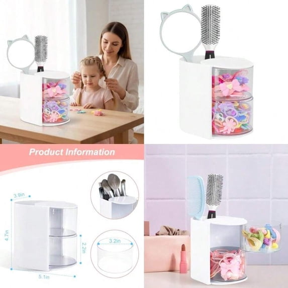 Hair Accessories Organizer With Hair Brush Holder Rotatable Makeup ...