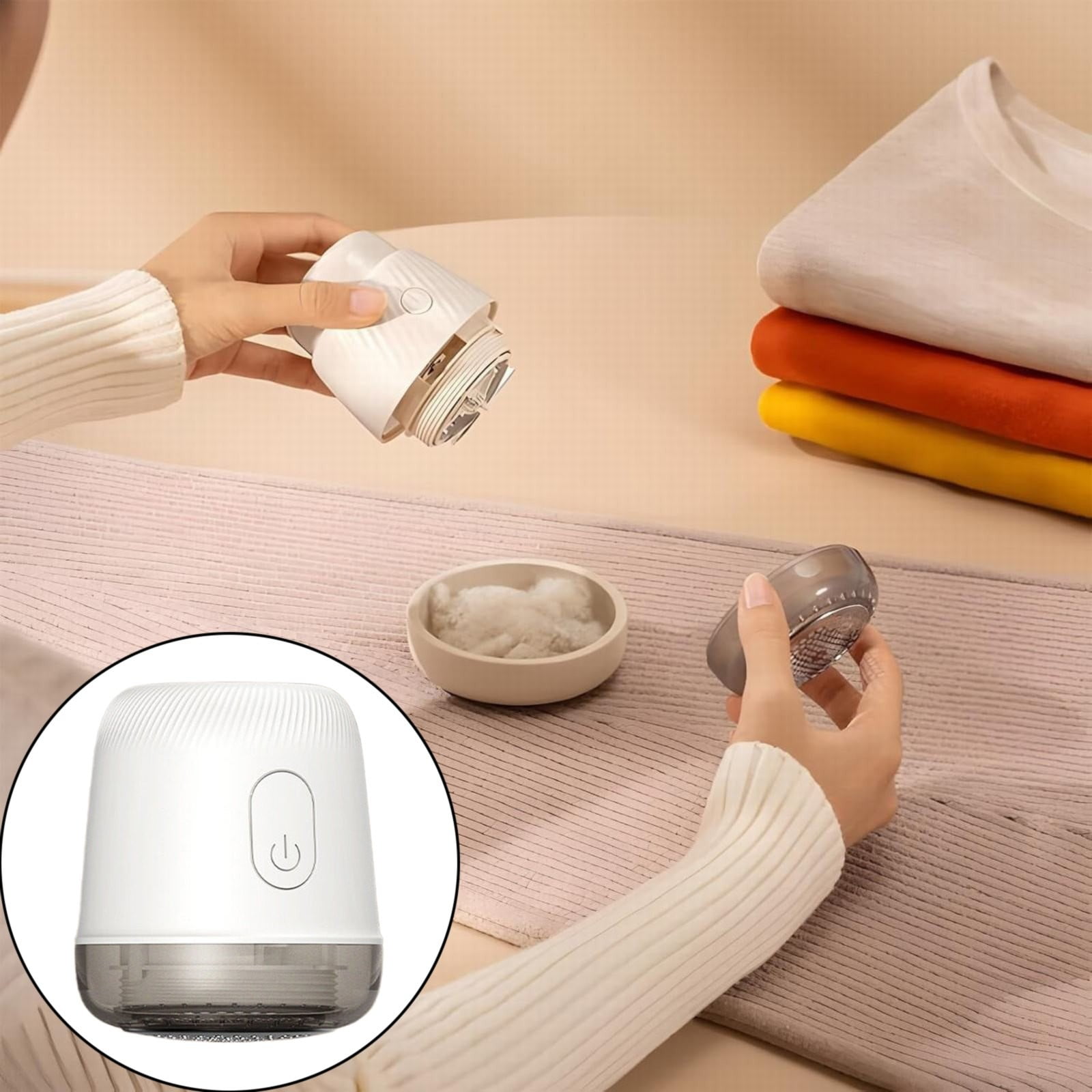 Hair Ball Trimmer Off-White [Basic Model], Portable Cordless Fabric ...