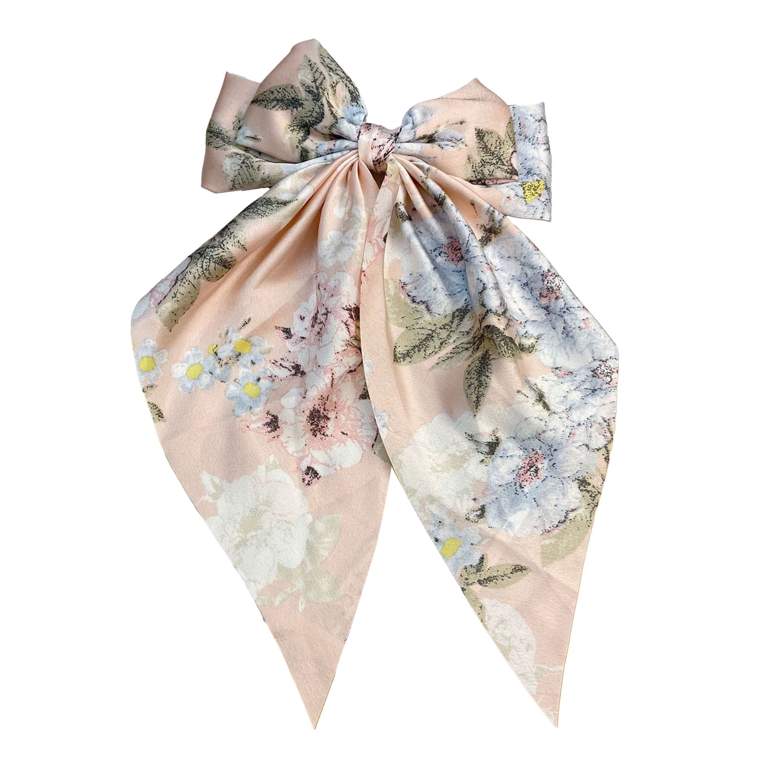 Hair Barrette Women Large Bow Hairpin Double Layers Flower Print Stain ...
