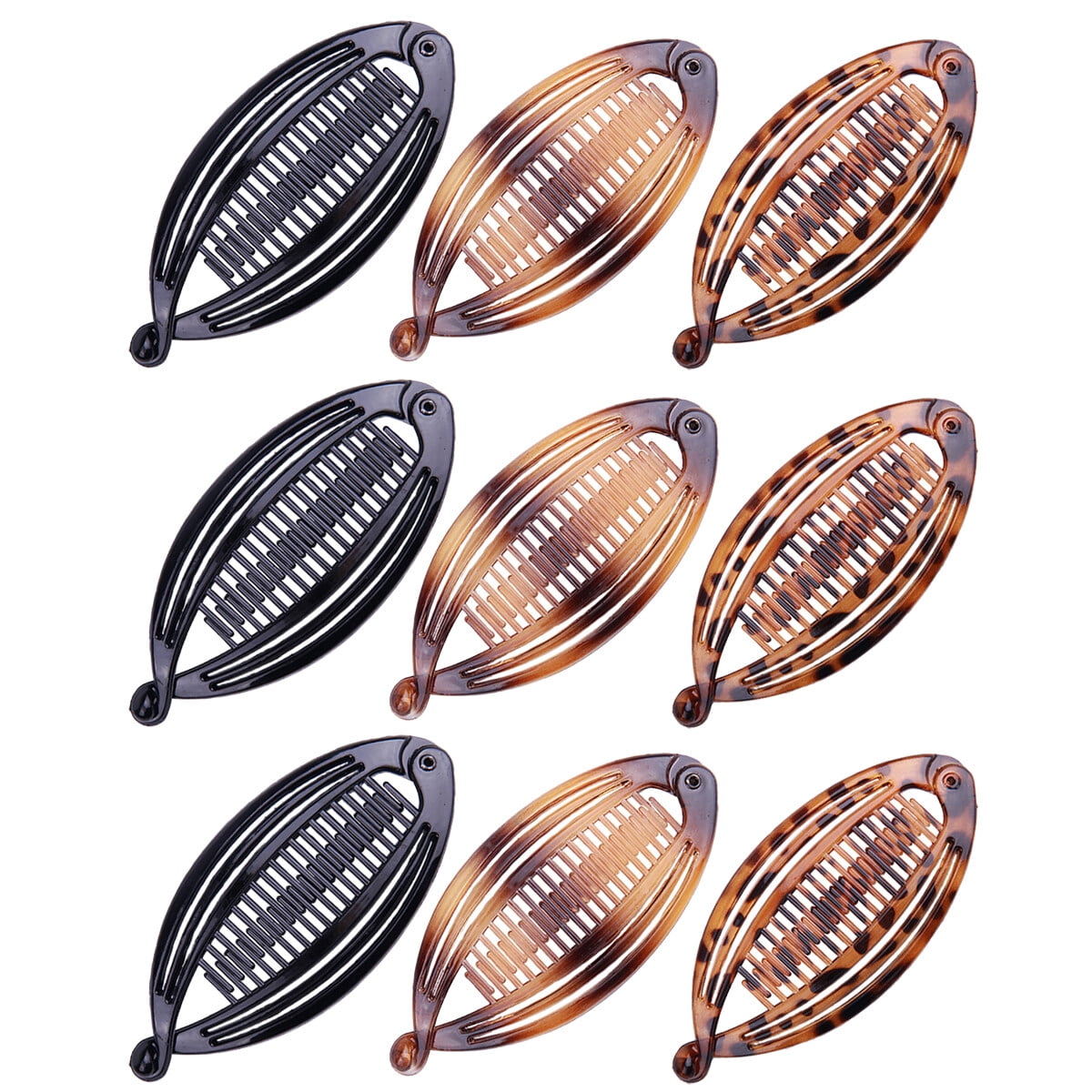 Hair Barrettes 9 Pcs Clip for Clips Banana Comb Holder Ponytail Three ...