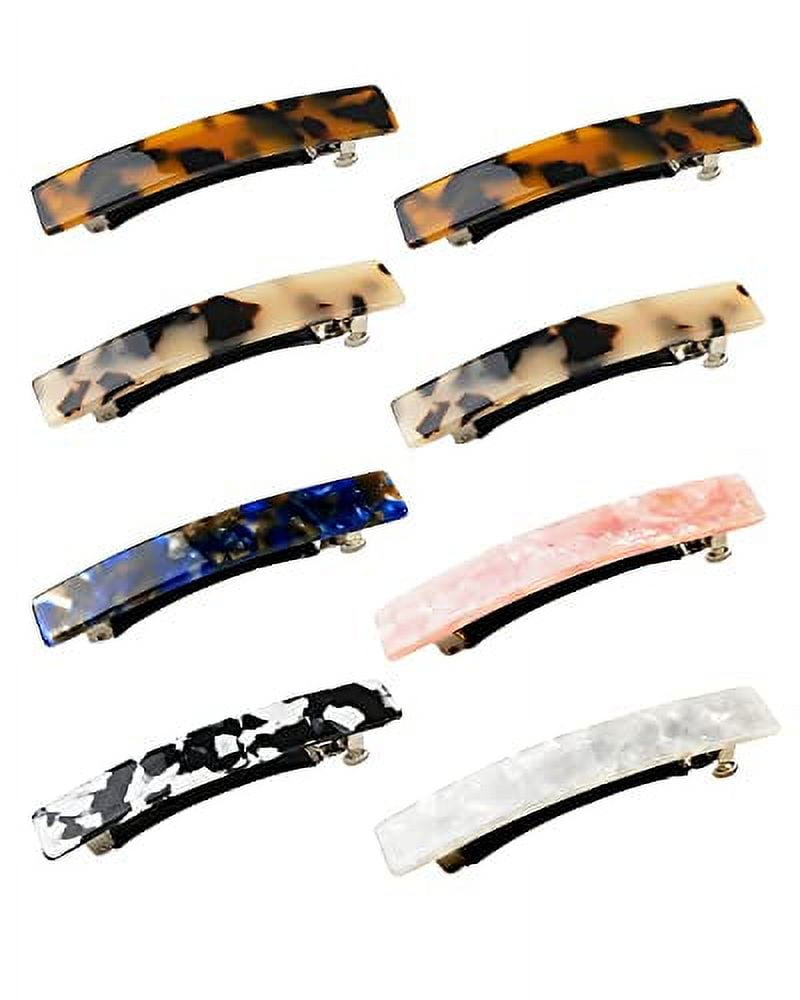 8 Pcs Women's Hair Barrettes, Tortoise Shell & Acetate French Design ...